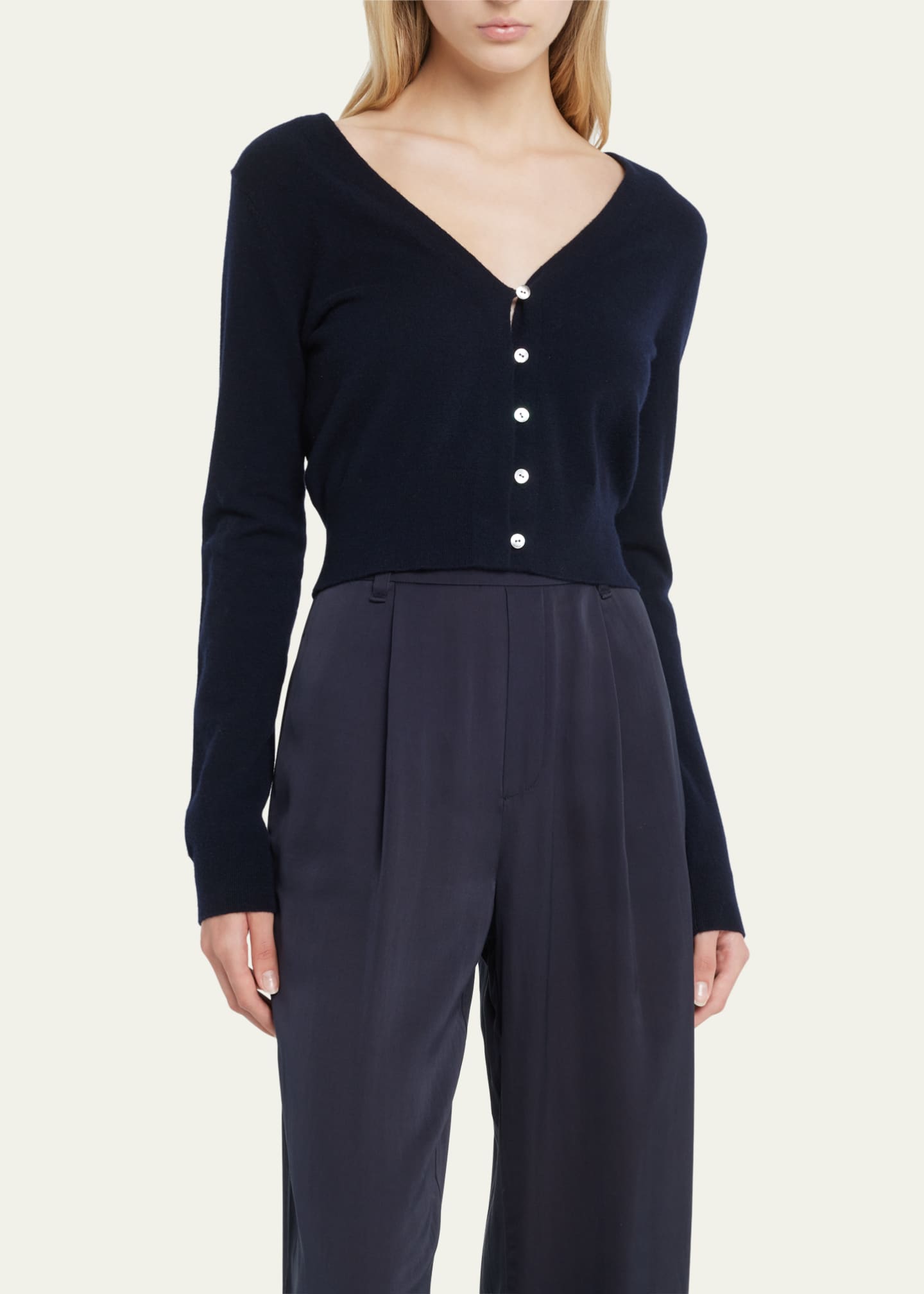 Vince Wool-Cashmere Loop-Trim Cardigan - Bergdorf Goodman