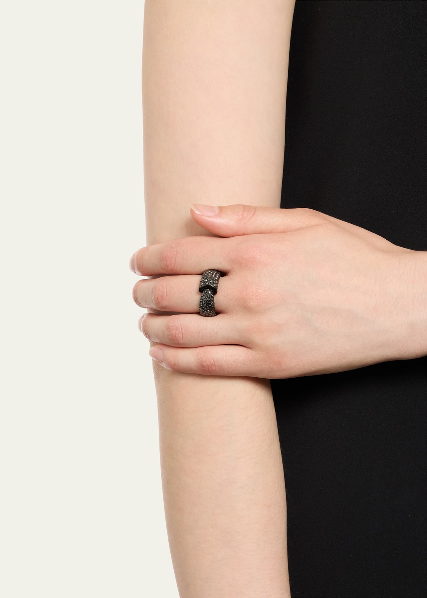 Vhernier Calla 18K White Gold One Ring with Black Diamonds - Bergdorf ...