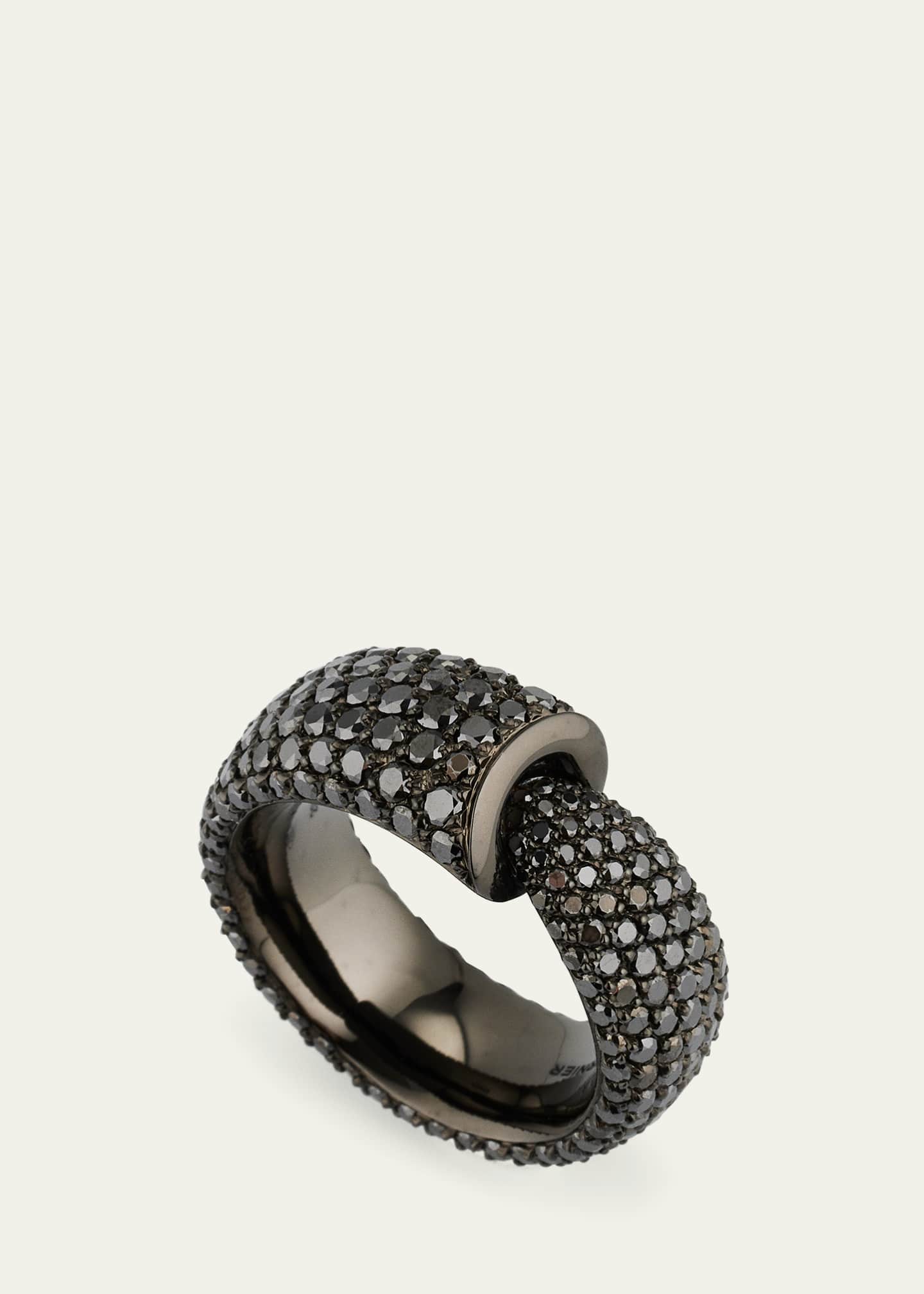 Vhernier Calla 18K White Gold One Ring with Black Diamonds - Bergdorf ...