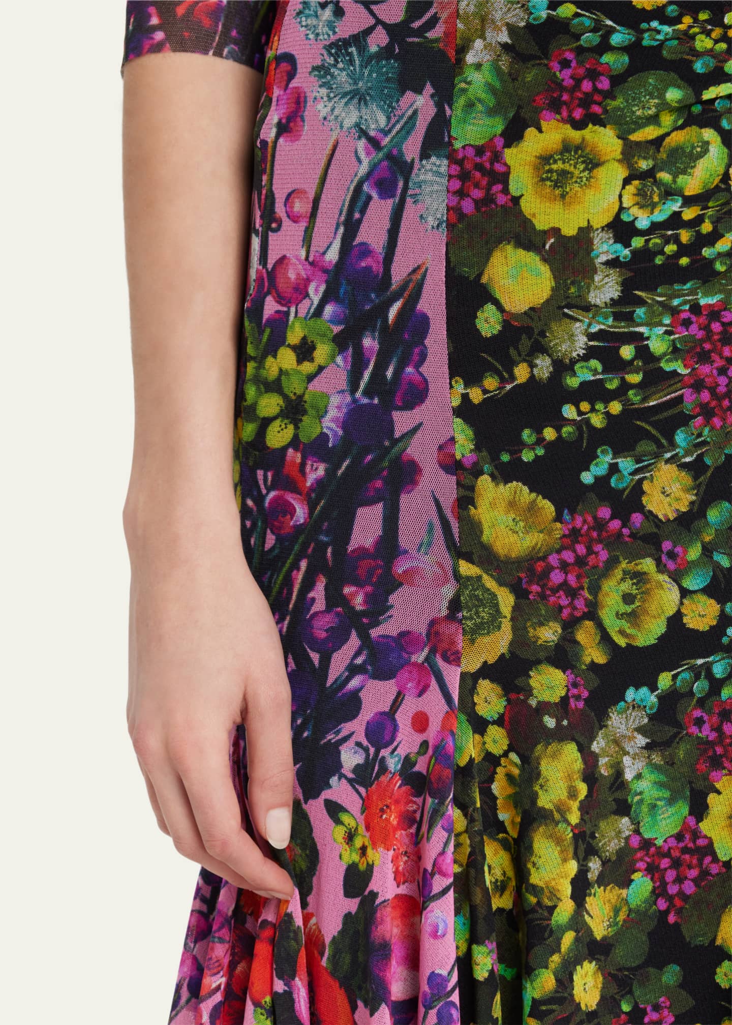 Fuzzi Floral-Print Faux-Wrap Tulle Midi Dress - Bergdorf Goodman