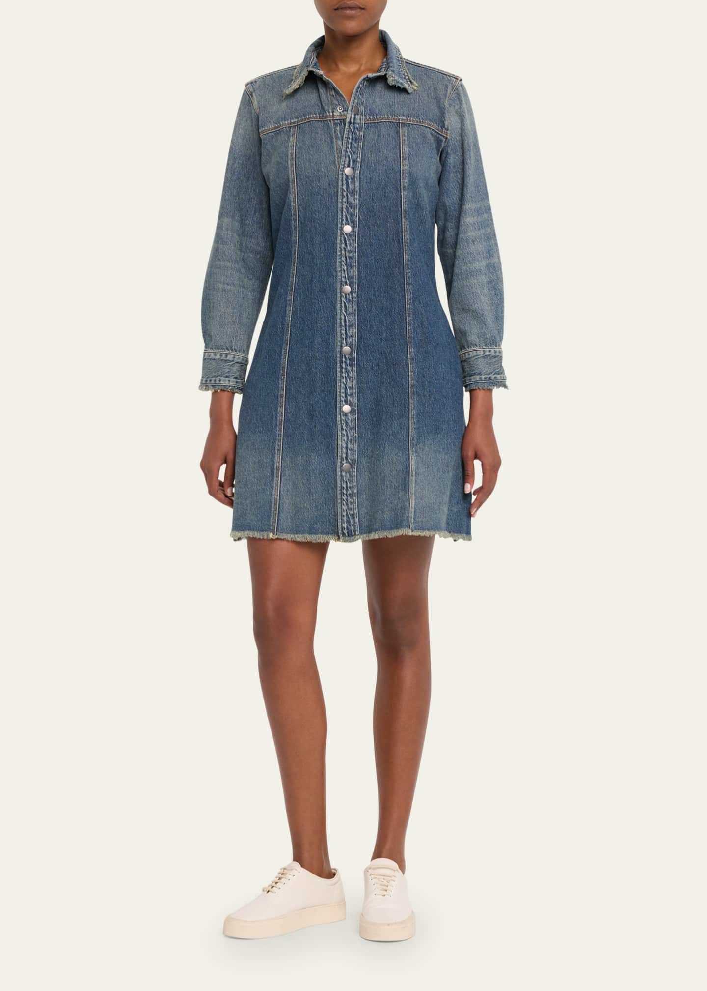 NSF Clothing Riley Topstched Denim Mini Dress - Bergdorf Goodman