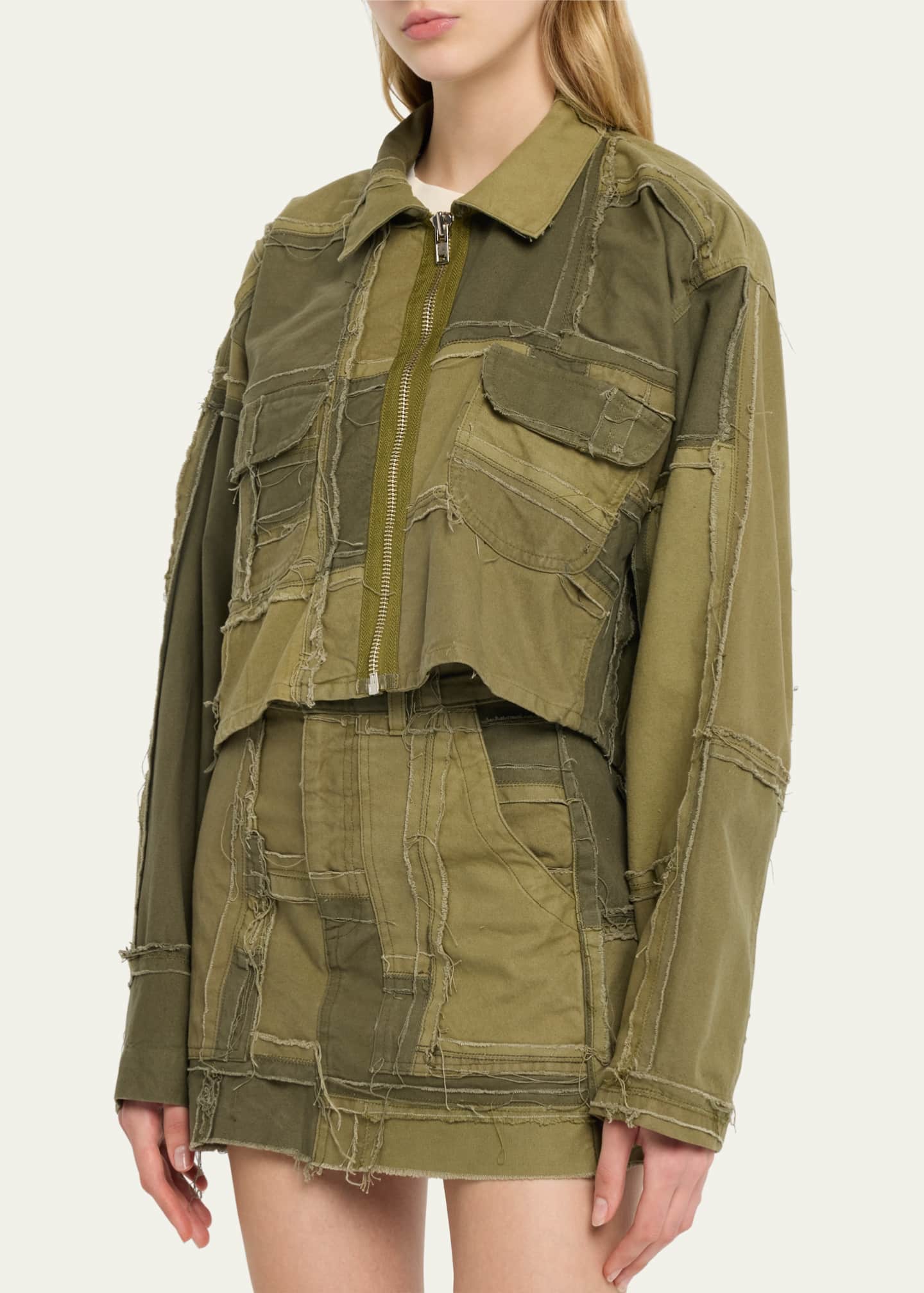 NSF Clothing Mitchell Patchwork Crop Coat - Bergdorf Goodman