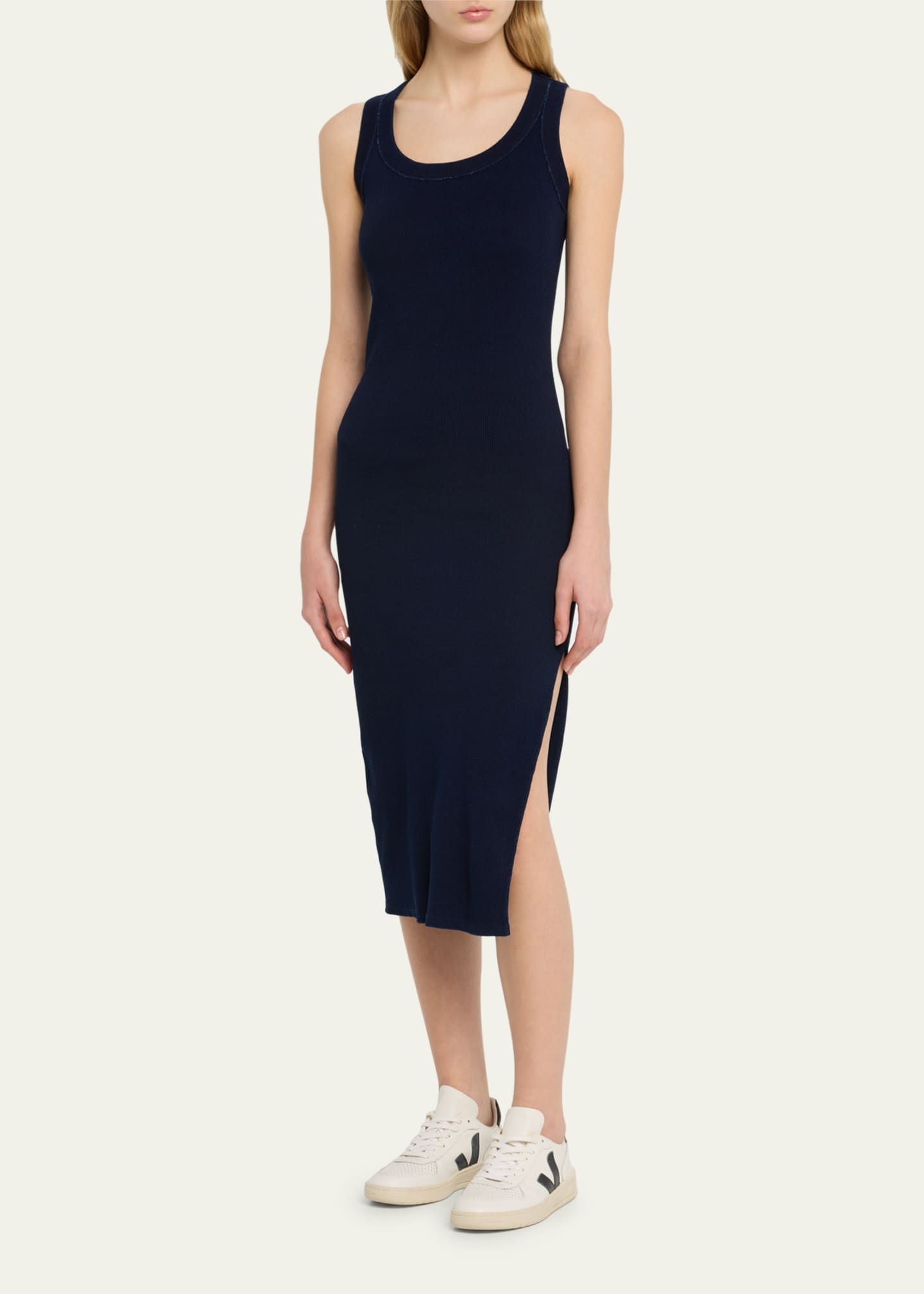 NSF Clothing Andrea Rib-Knit Slit Midi Tank Dress - Bergdorf Goodman