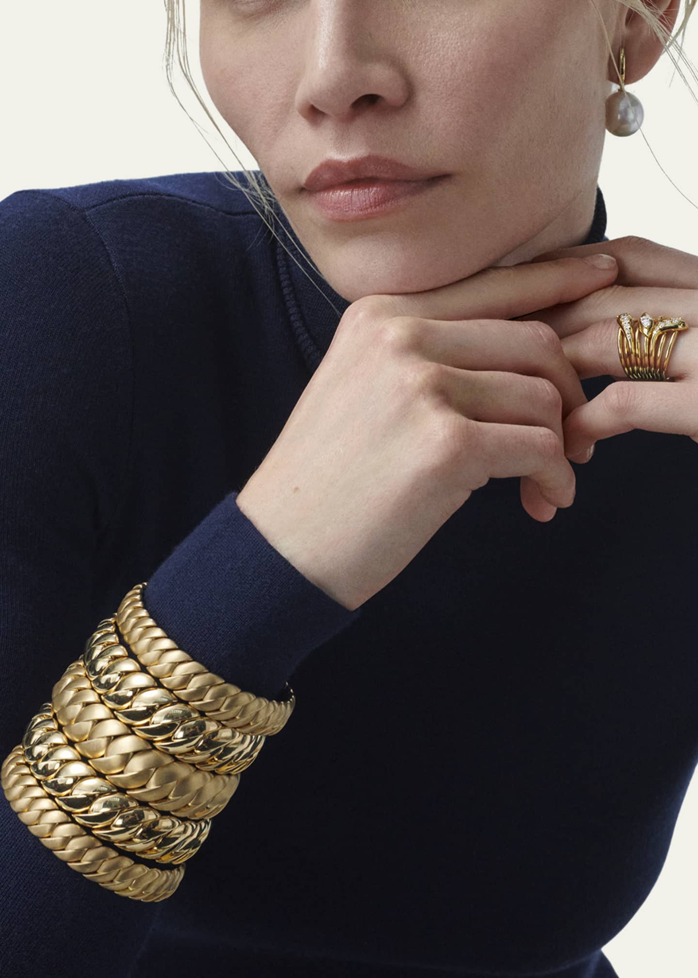 Sidney Garber 18K Yellow Gold Snake Ring with Emeralds and Diamonds ...