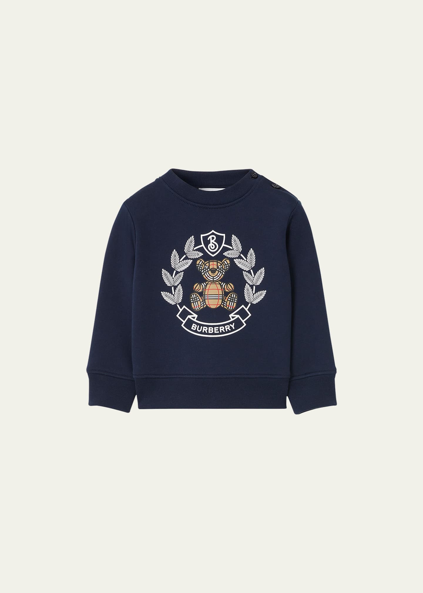 Burberry Kid's Logo Emblem Check-Print Bear Sweatshirt, Size 6M-2 ...