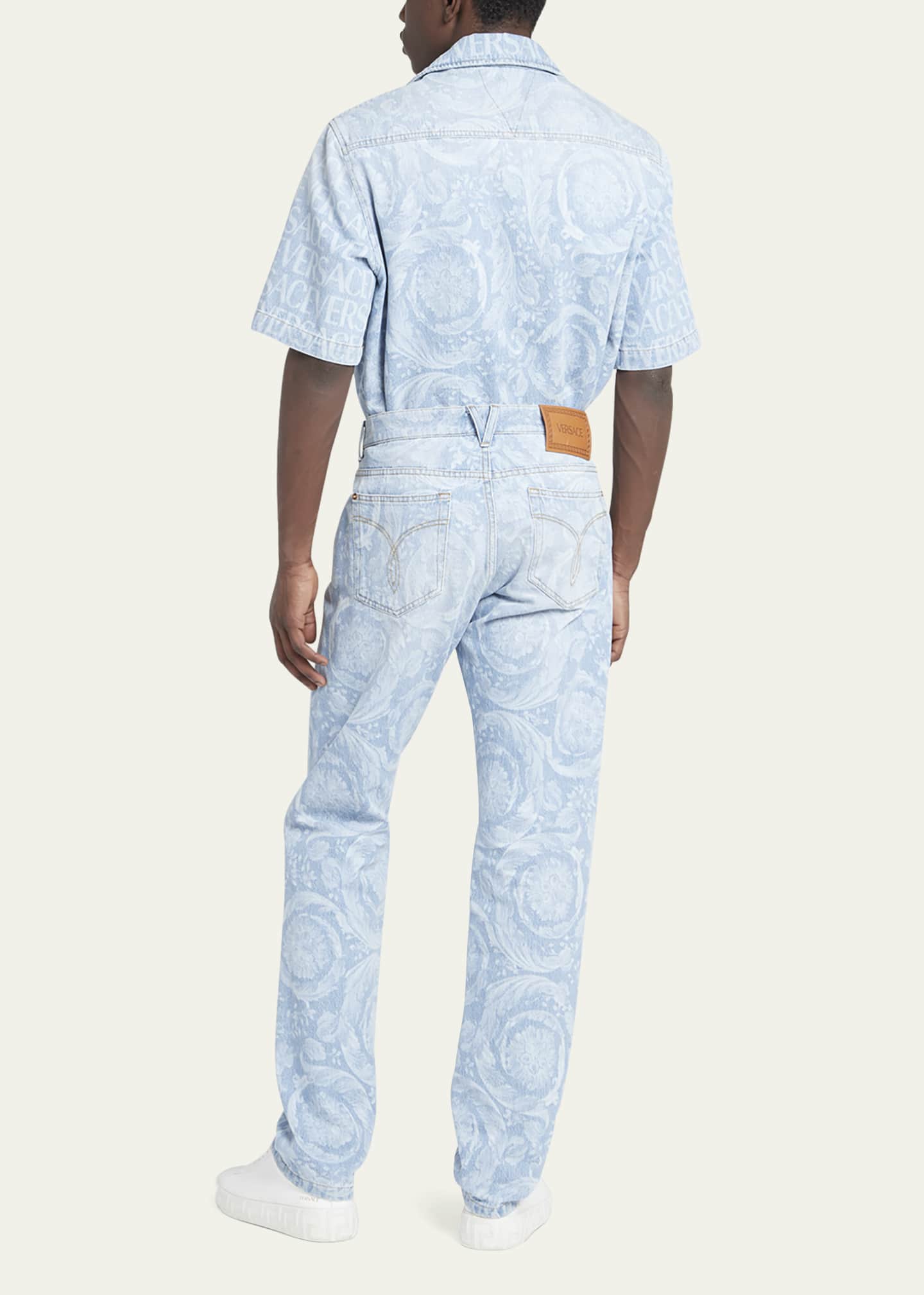 Versace Men's Barocco Repeat-Logo Jeans - Bergdorf Goodman