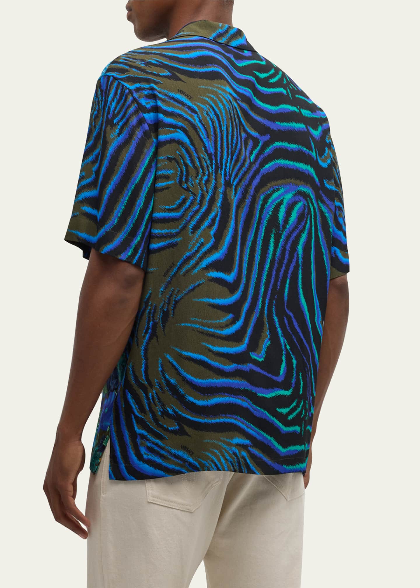 Versace Men's Wildflower Tiger-Print Camp Shirt - Bergdorf Goodman