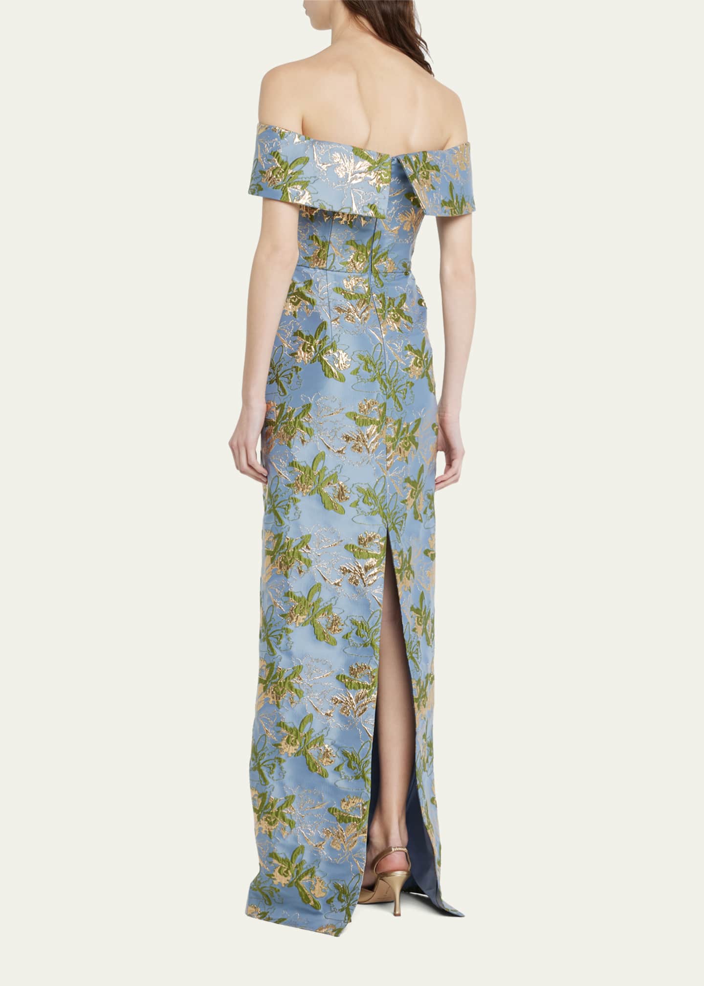 Markarian Clover Brocade Off-Shoulder Column Gown - Bergdorf Goodman