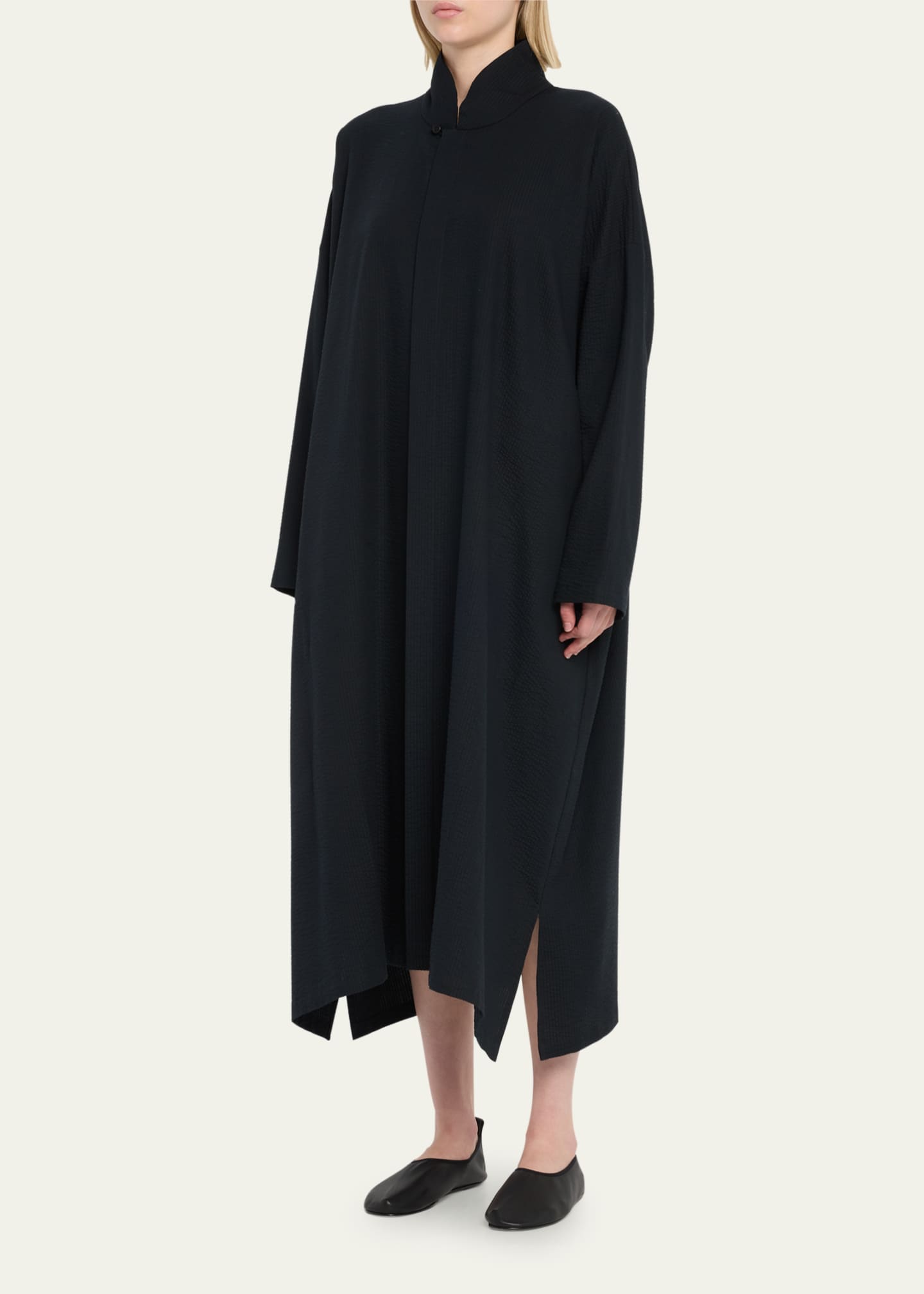 Eskandar Wide Aline Shirt Dress with Chinese Collar - Bergdorf Goodman