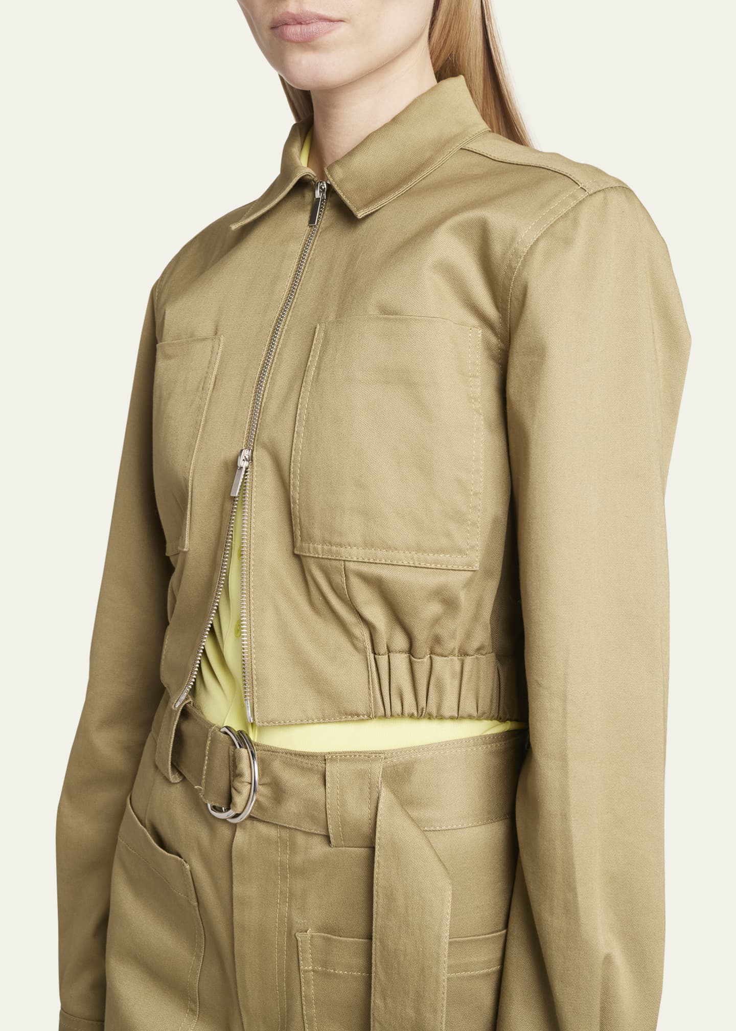 Proenza Schouler White Label Cotton-Twill Cropped Bomber Jacket ...