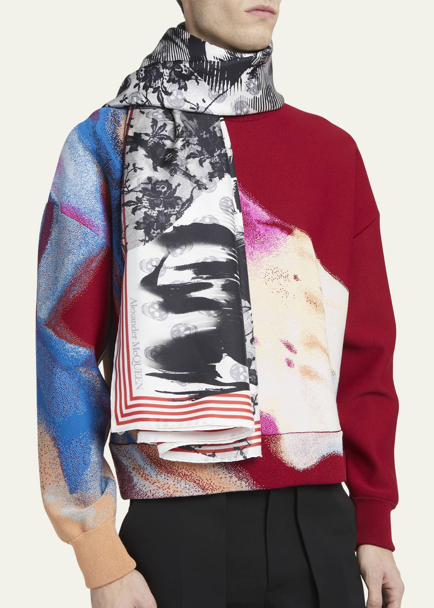 Alexander McQueen Men's Skull-Print Biker Scarf - Bergdorf Goodman