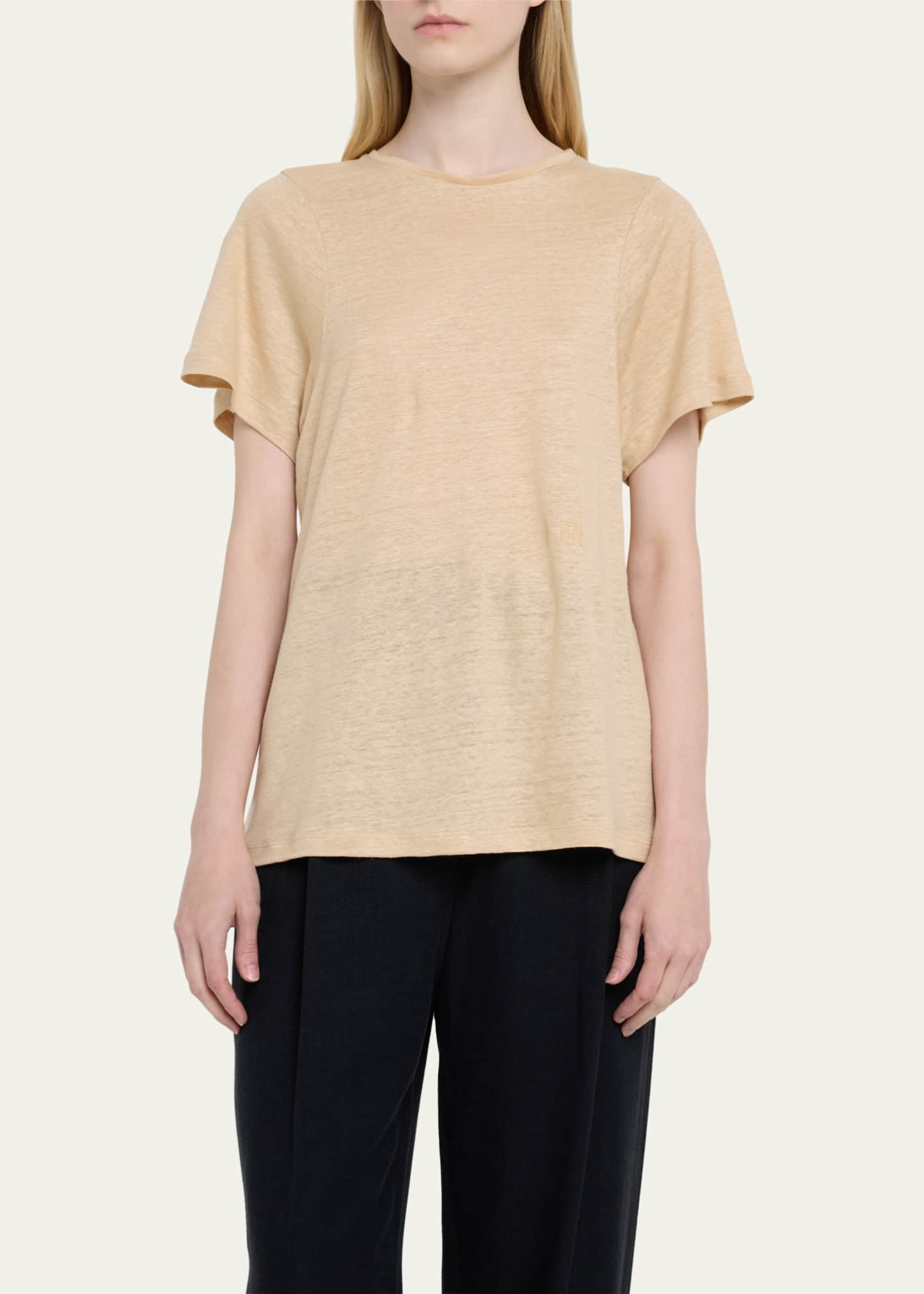 Toteme Curved Seam Linen Tee - Bergdorf Goodman
