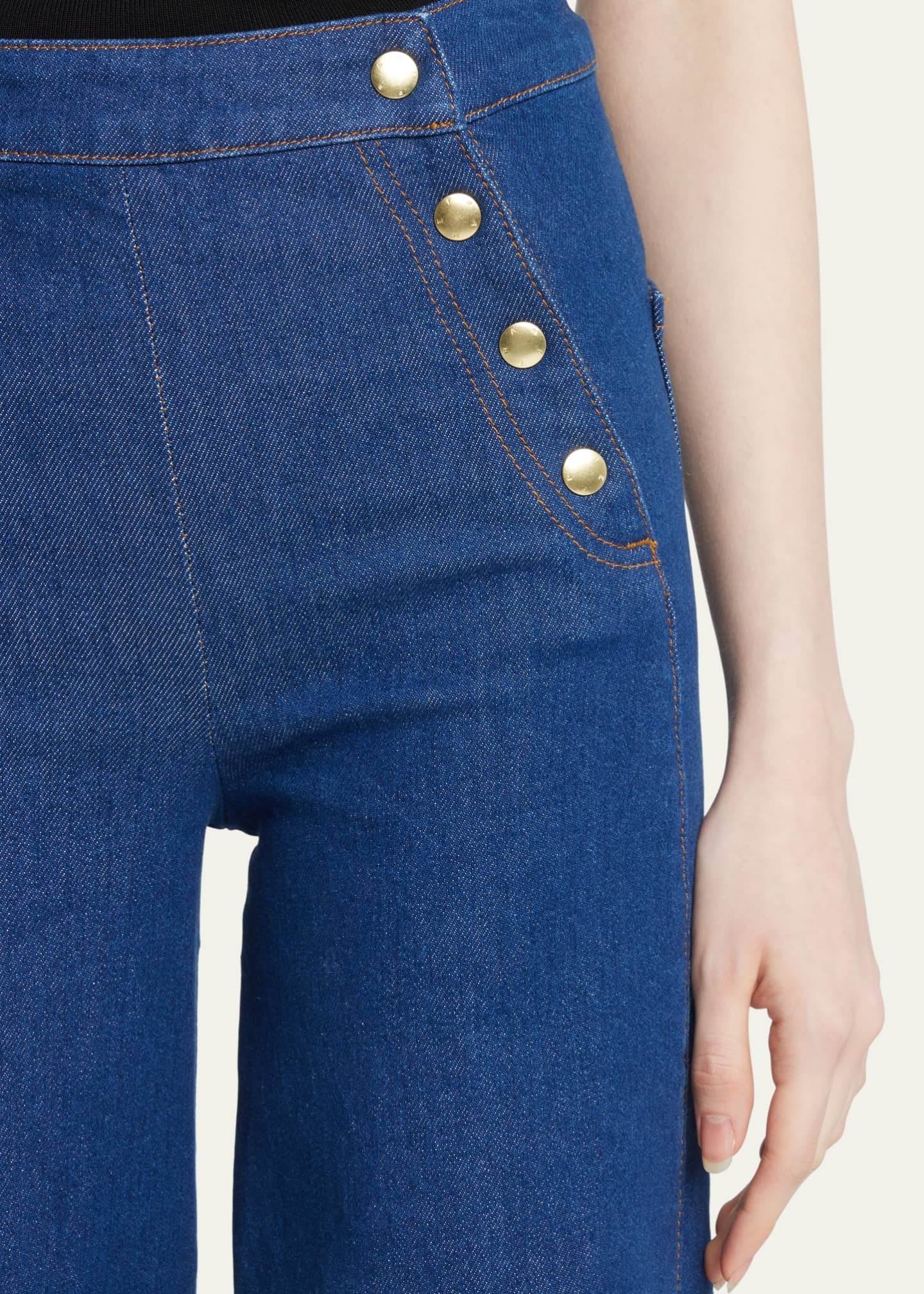 Frame Wide Leg Sailor Snap Jeans Bergdorf Goodman