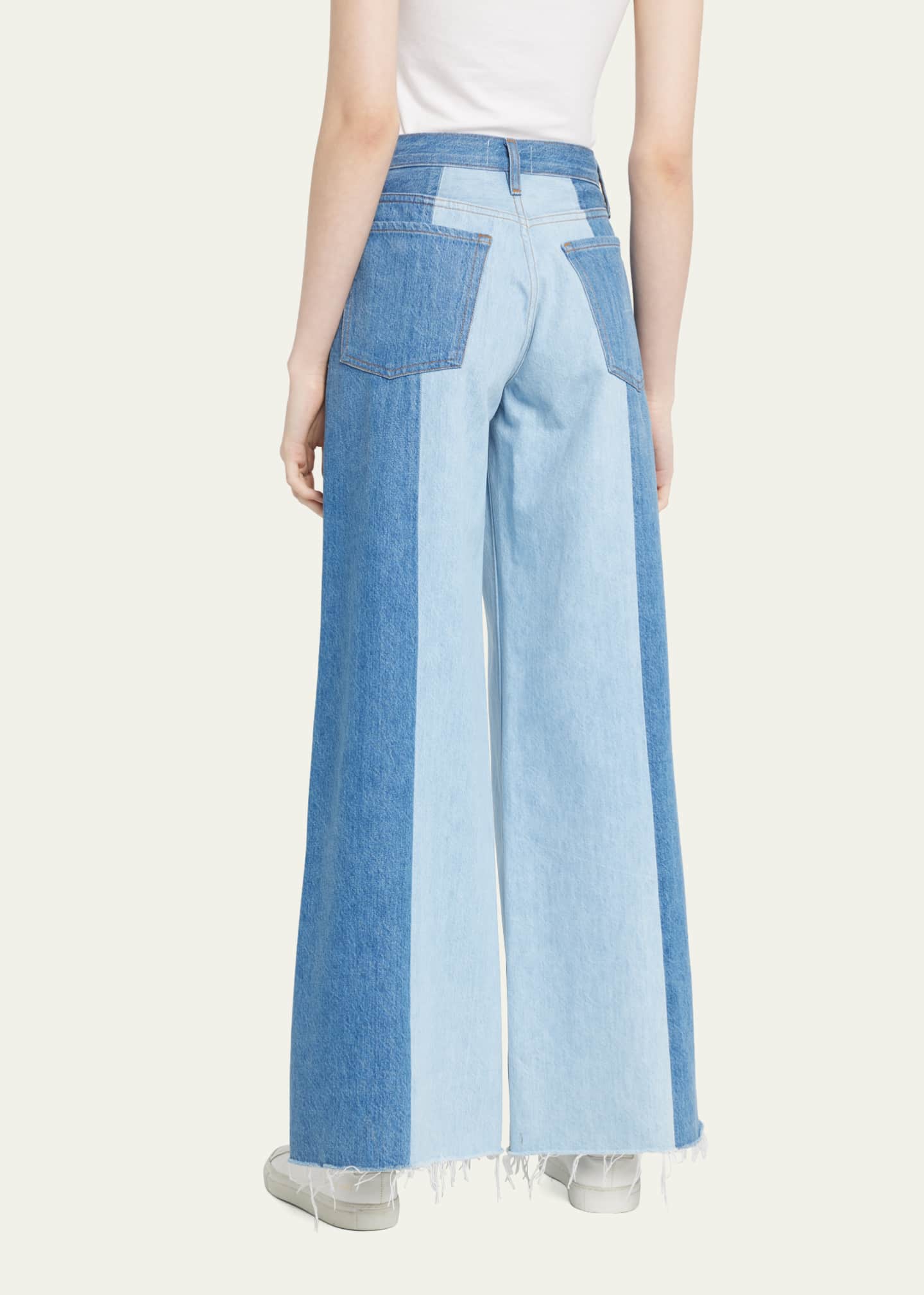 FRAME Two-Tone Wide-Leg Split Hem Jeans - Bergdorf Goodman