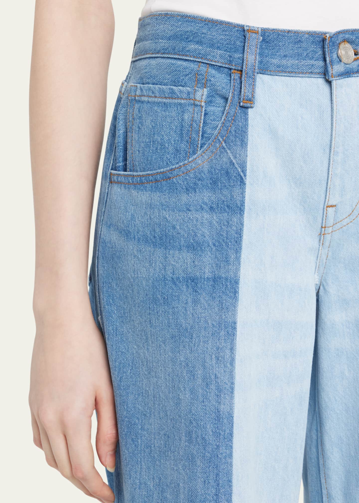 FRAME Two-Tone Wide-Leg Split Hem Jeans - Bergdorf Goodman