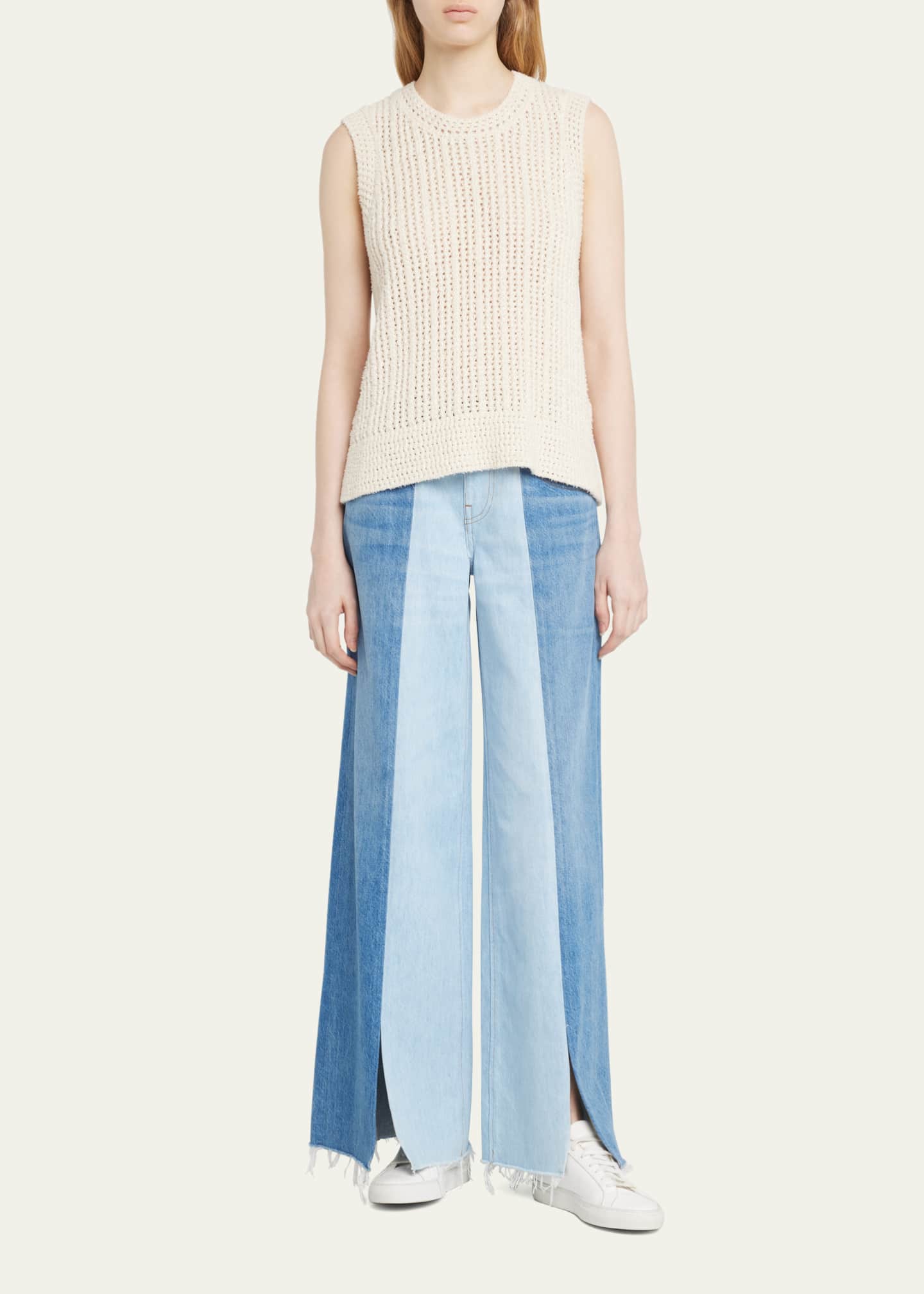 FRAME Two-Tone Wide-Leg Split Hem Jeans - Bergdorf Goodman