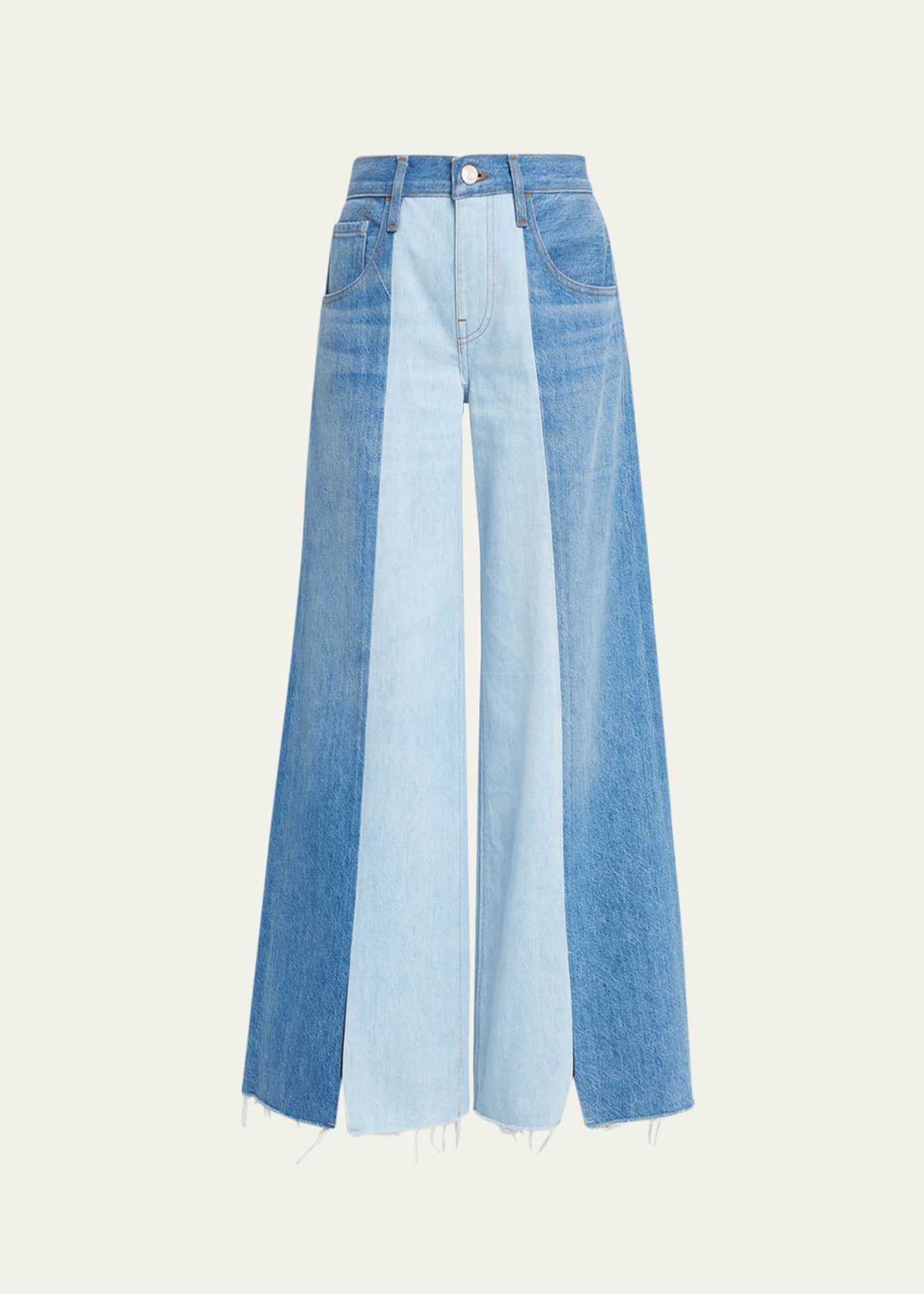 FRAME Two-Tone Wide-Leg Split Hem Jeans - Bergdorf Goodman