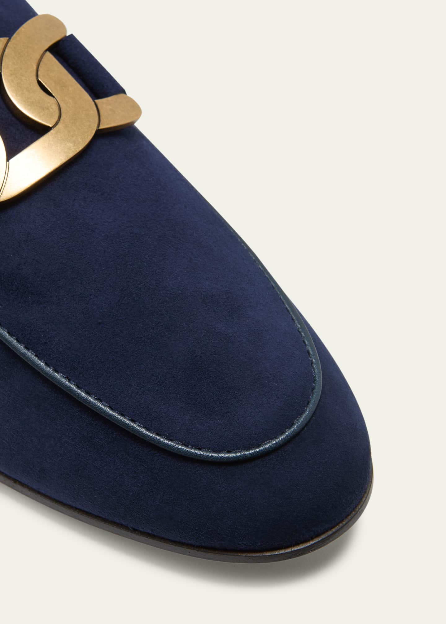 Tod's Cuoio Suede Metal-Strap Loafers - Bergdorf Goodman