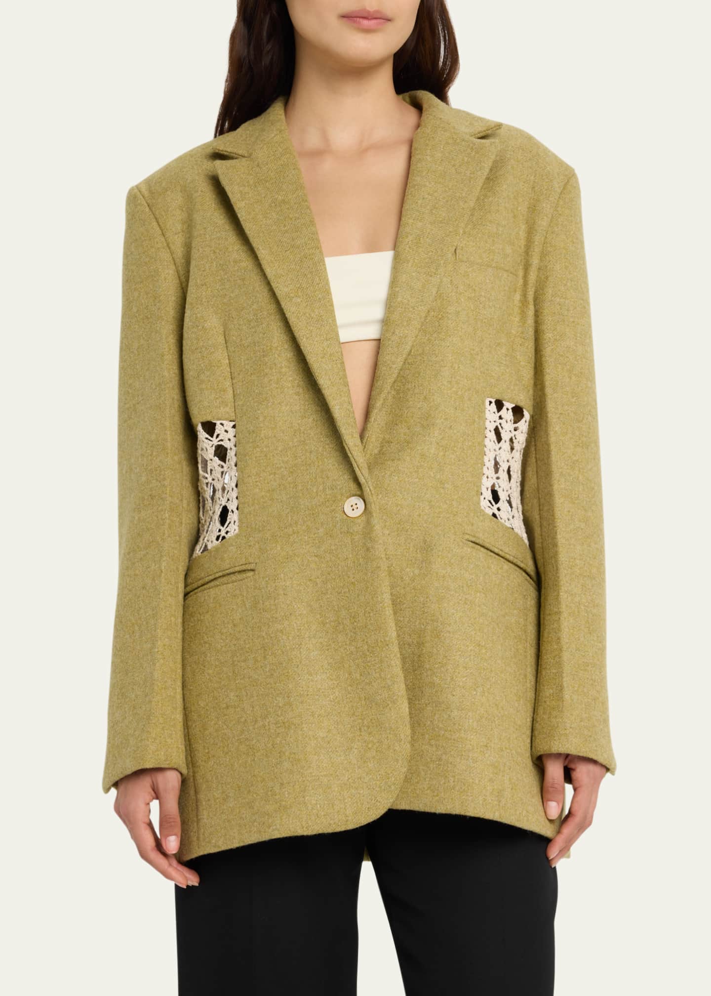Diotima Rupture Crochet Panel Wool Blazer - Bergdorf Goodman