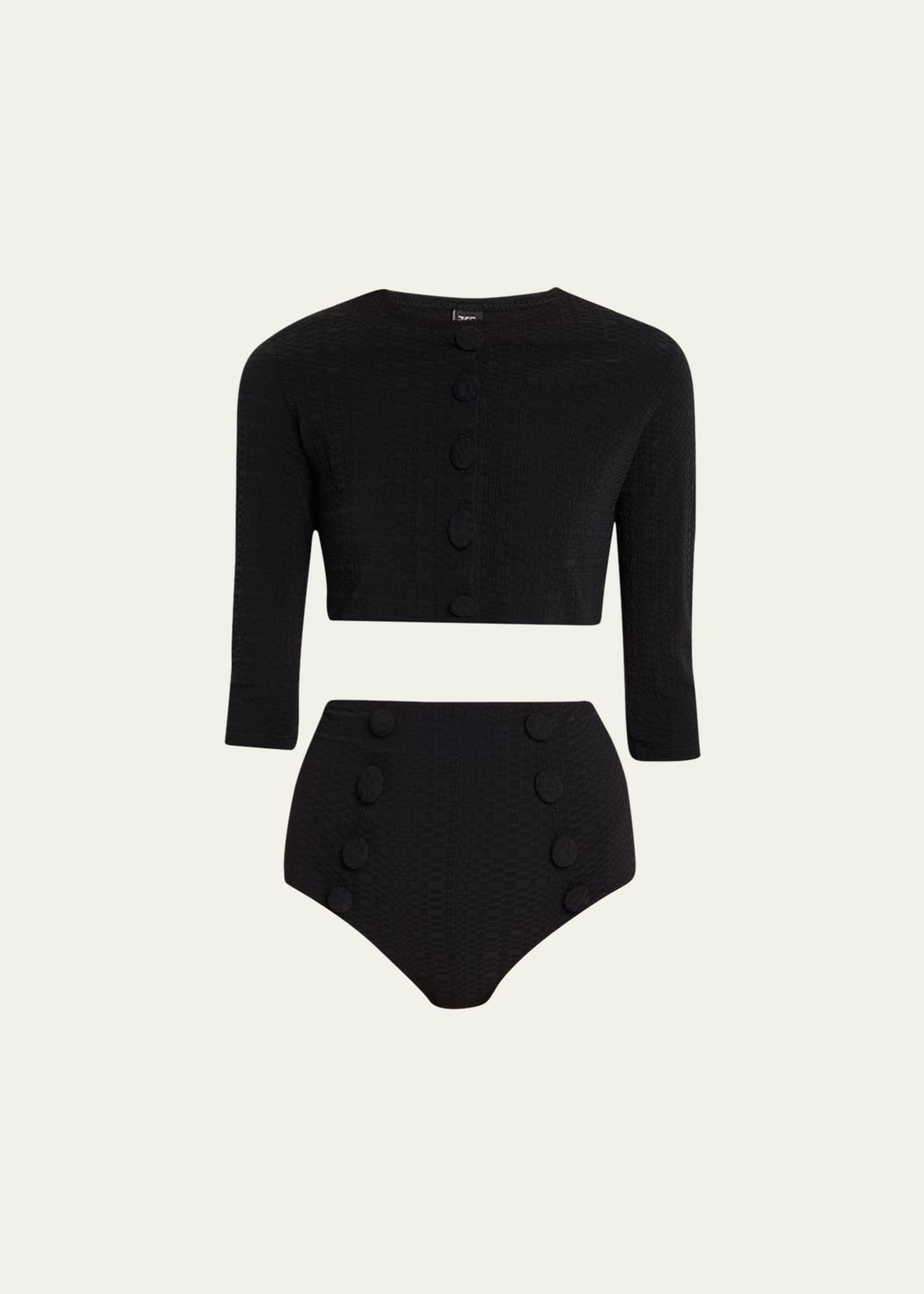 Lisa Marie Fernandez Button-Front Cropped Swim Cardigan - Bergdorf Goodman