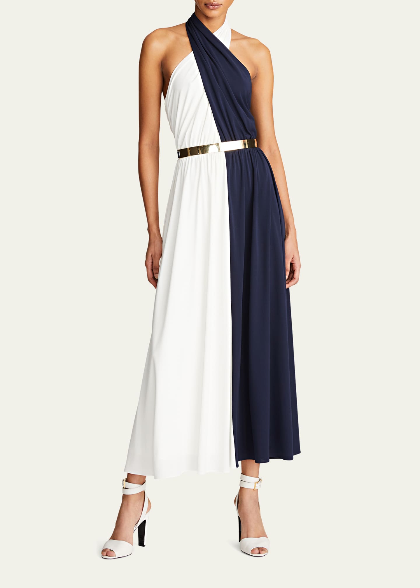 Halston Sondra Crossover Colorblock Halter Maxi Dress - Bergdorf Goodman