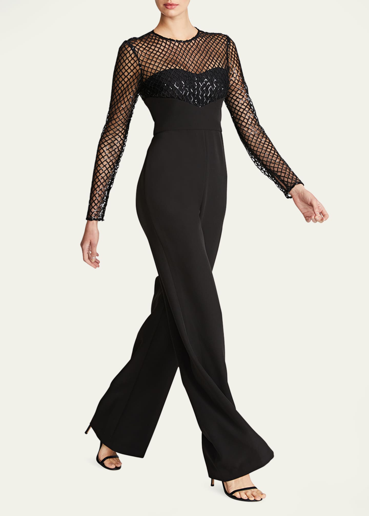 Halston Jac Straight-Leg Sequin Net Jumpsuit - Bergdorf Goodman