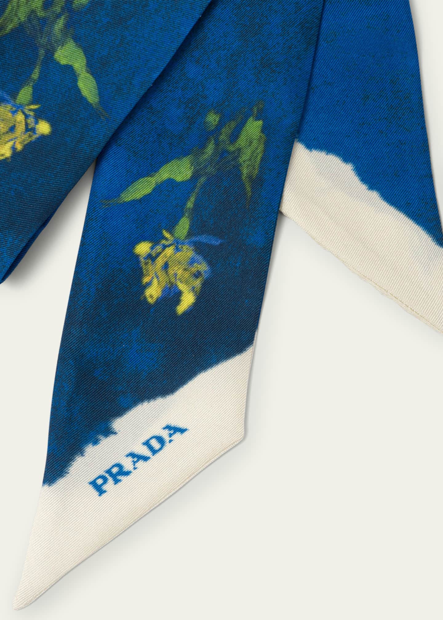 Prada Flower-Print Silk Twill Scarf - Bergdorf Goodman