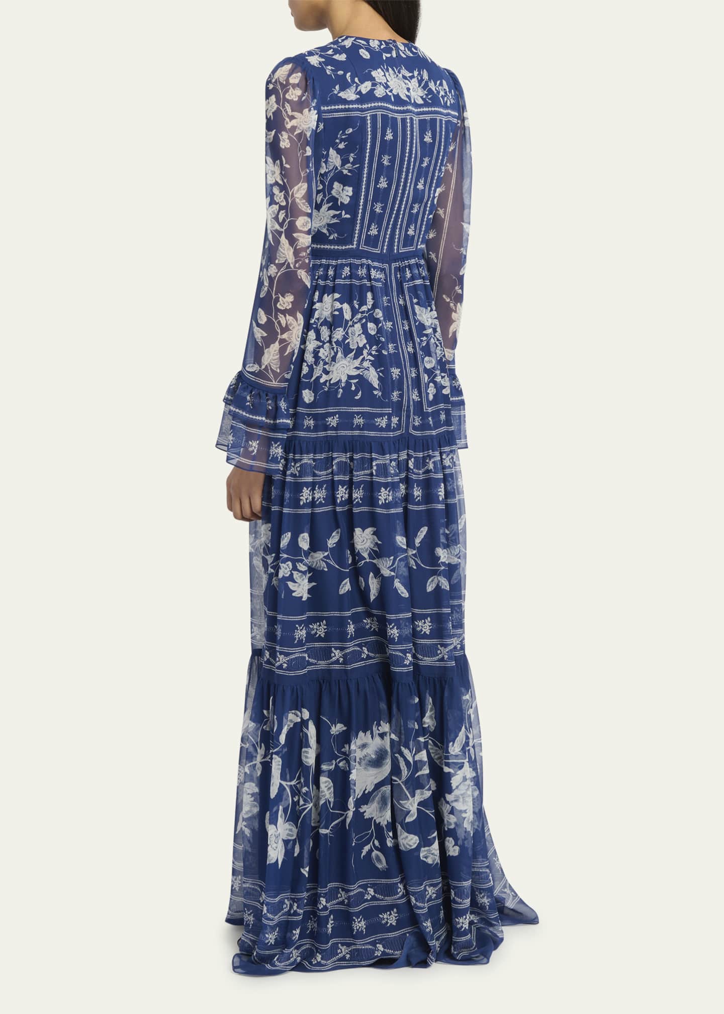 Erdem Floral Print Tiered Maxi Dress - Bergdorf Goodman