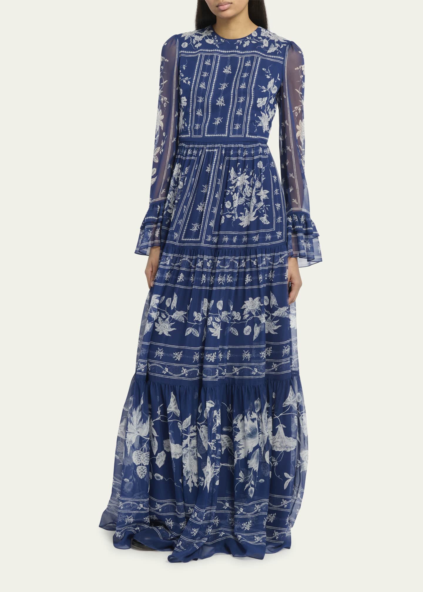 Erdem Floral Print Tiered Maxi Dress - Bergdorf Goodman