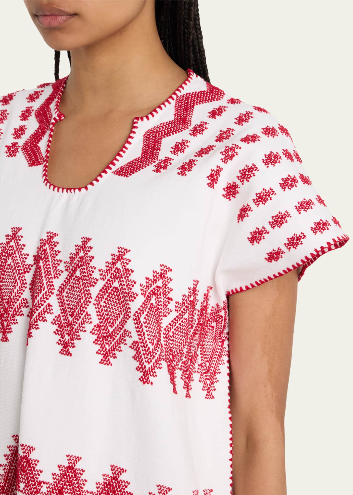 Pippa Holt Single-Panel Zig-Zag Embroidered Midi Kaftan - Bergdorf Goodman