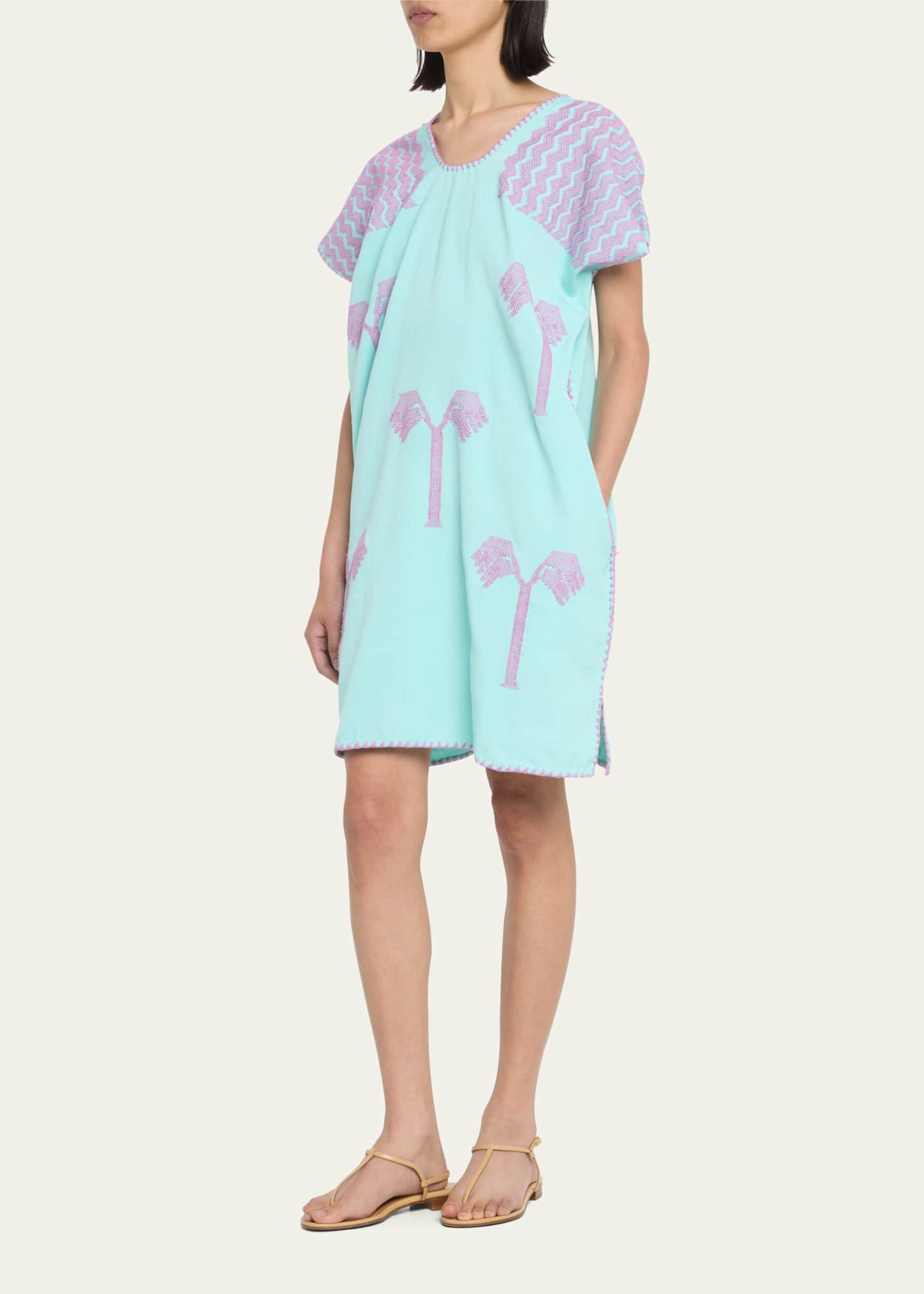 Pippa Holt Single-Panel Embroidered Mini Kaftan - Bergdorf Goodman