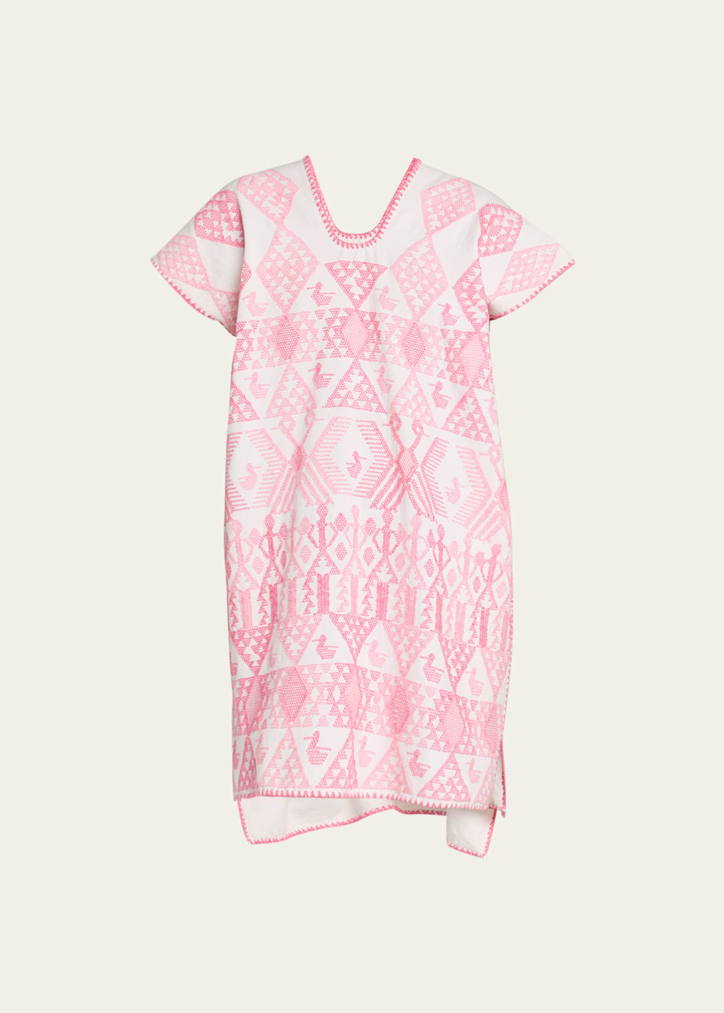 Pippa Holt Single-Panel Duck Embroidered Mini Kaftan - Bergdorf Goodman