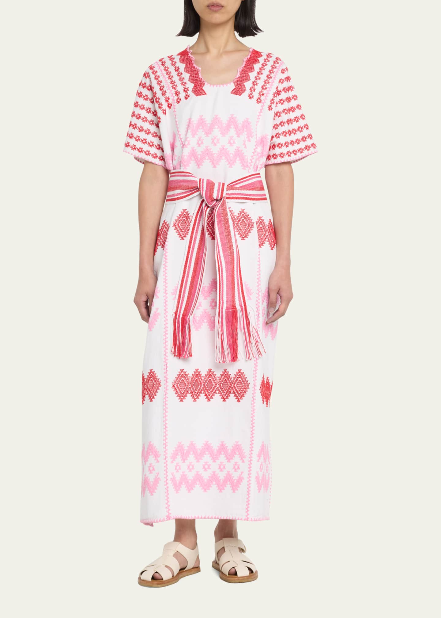 Pippa Holt Three-Panel Embroidered Midi Kaftan - Bergdorf Goodman