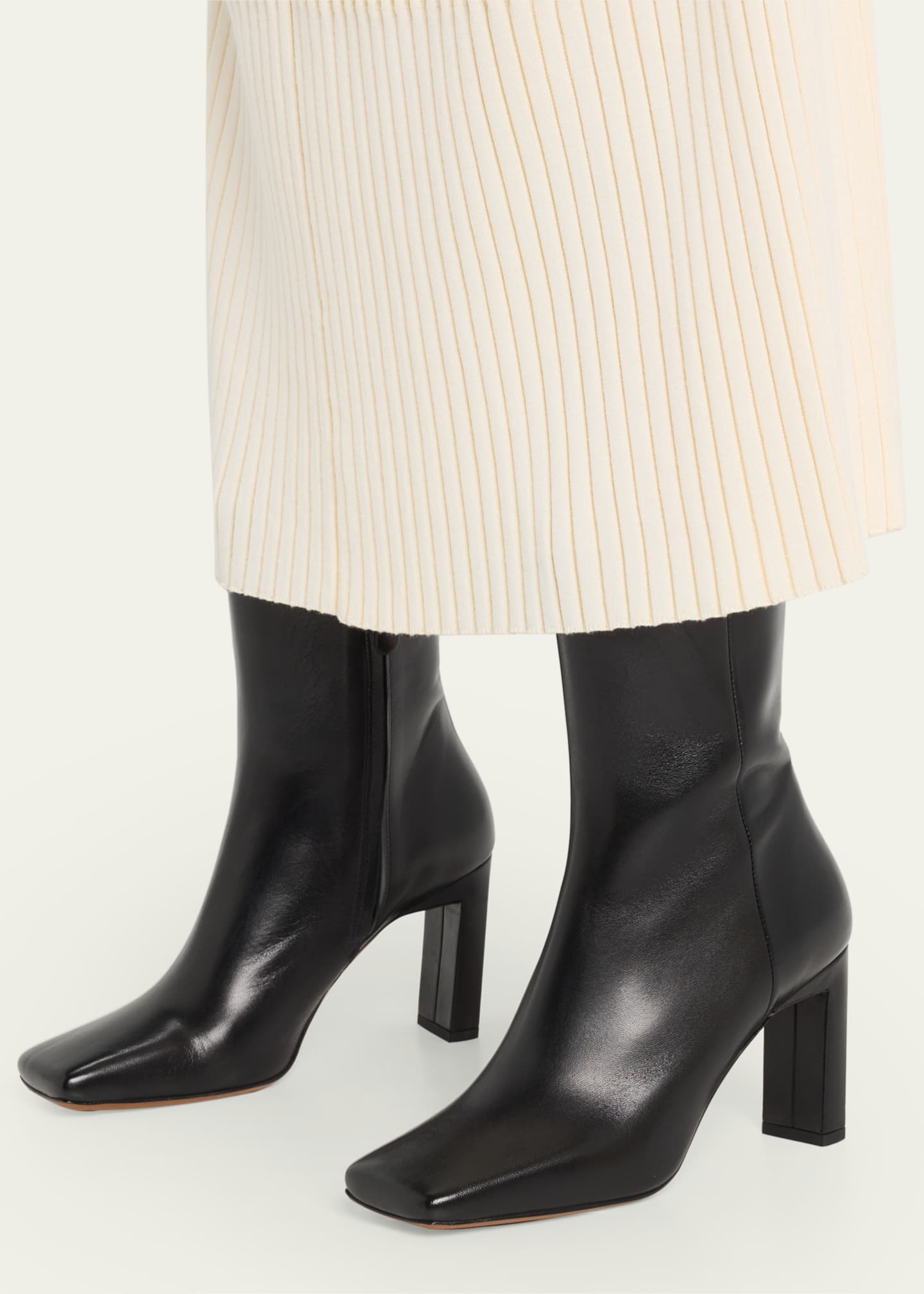 Wandler Isa Leather Square-Toe Booties - Bergdorf Goodman