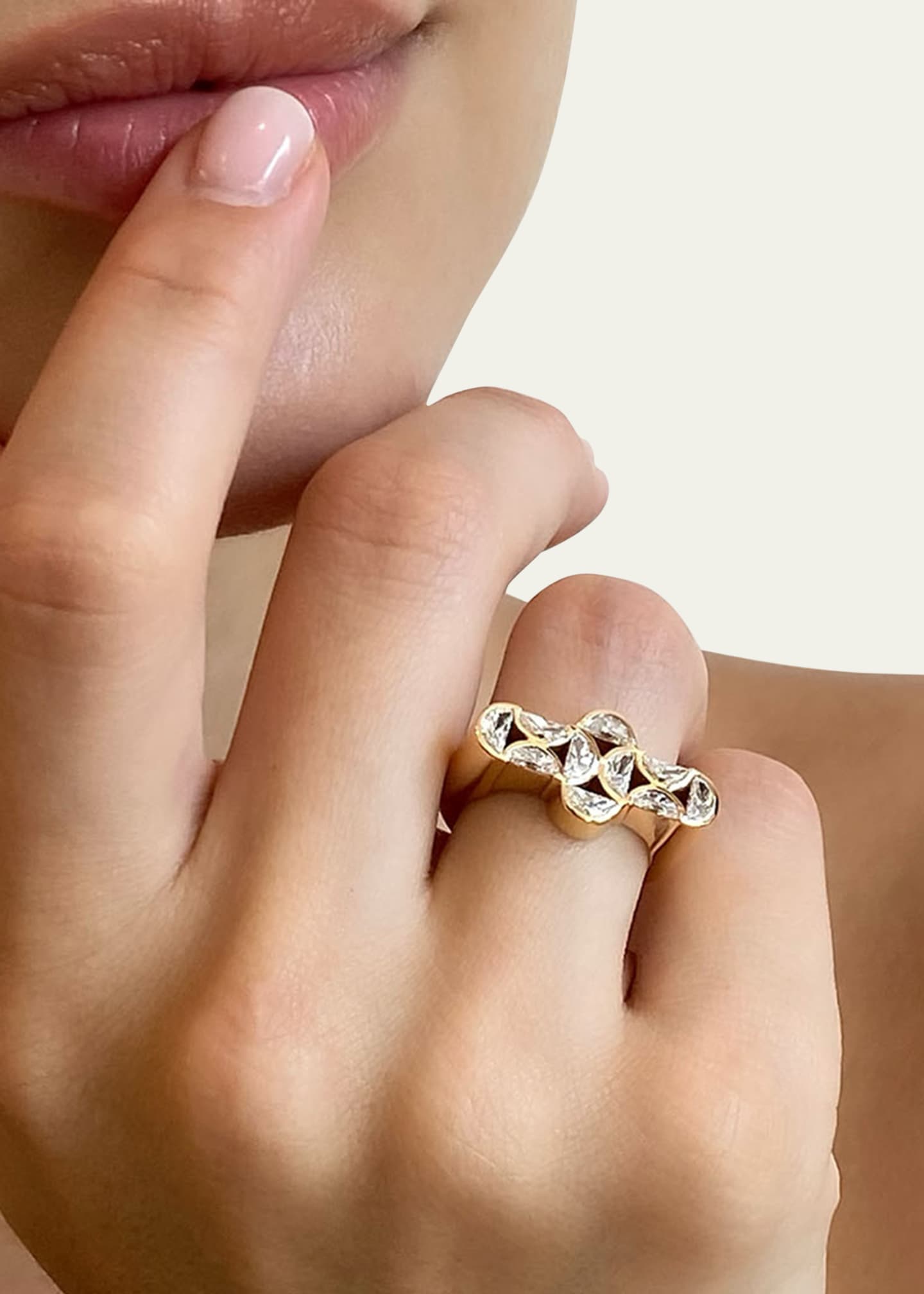 Nak Armstrong 20K Rose Gold Byzantine Bullet Ring with White Diamond ...