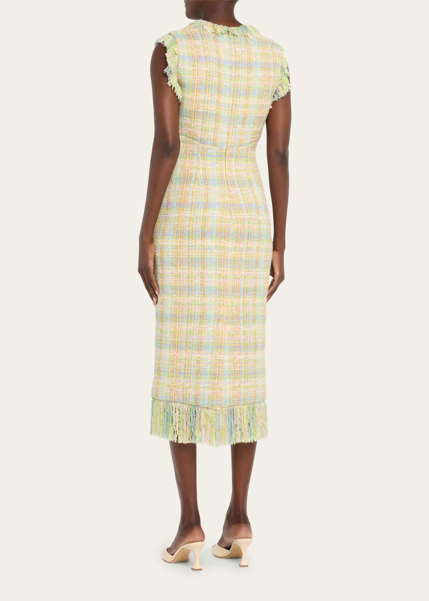 CHRISTOPHER JOHN ROGERS Tweed Fringe Sheath Midi Dress - Bergdorf Goodman
