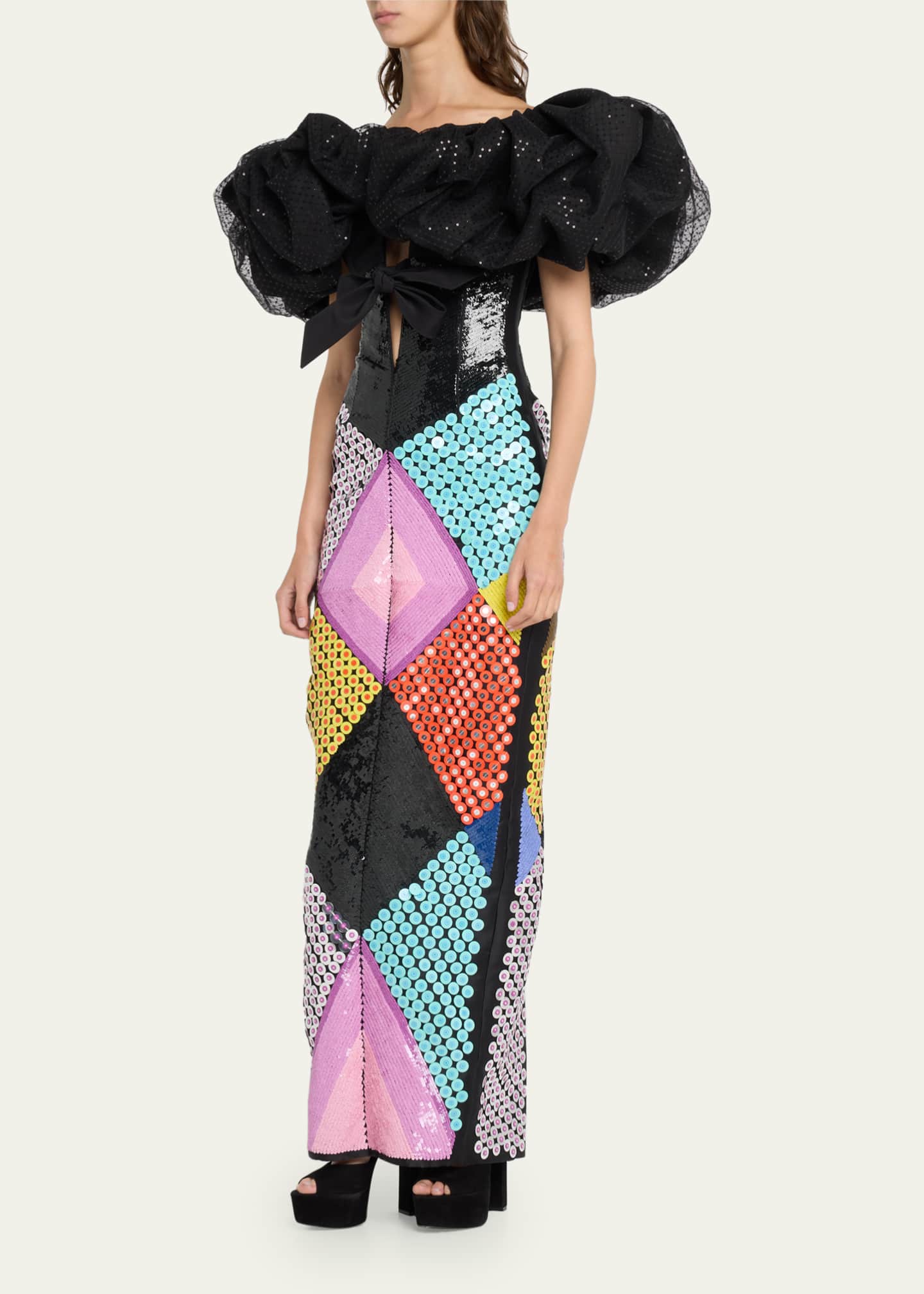 CHRISTOPHER JOHN ROGERS Embellished Off-Shoulder Column Gown - Bergdorf ...