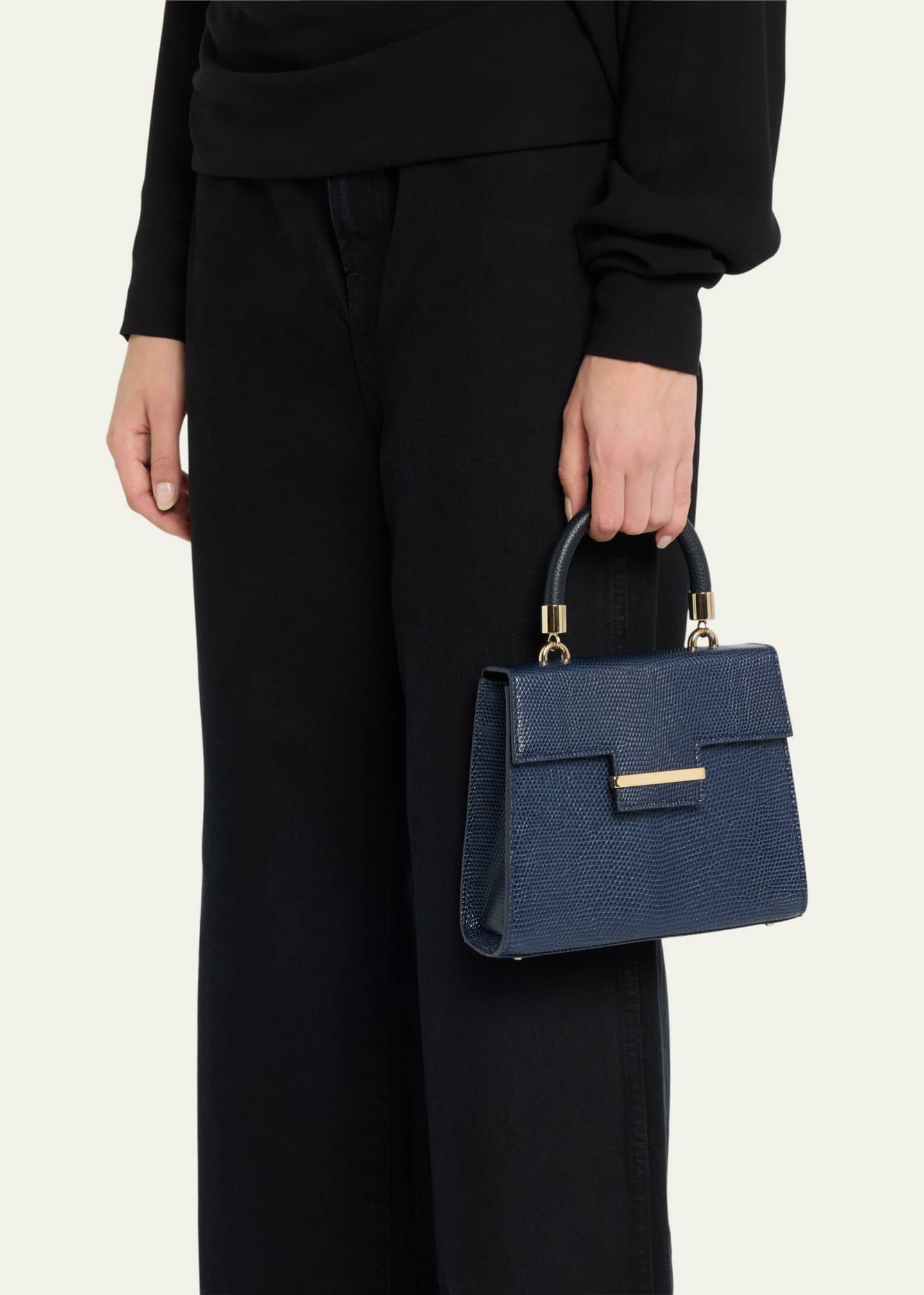 Maria Oliver Michelle Small Lizard Top-Handle Bag - Bergdorf Goodman