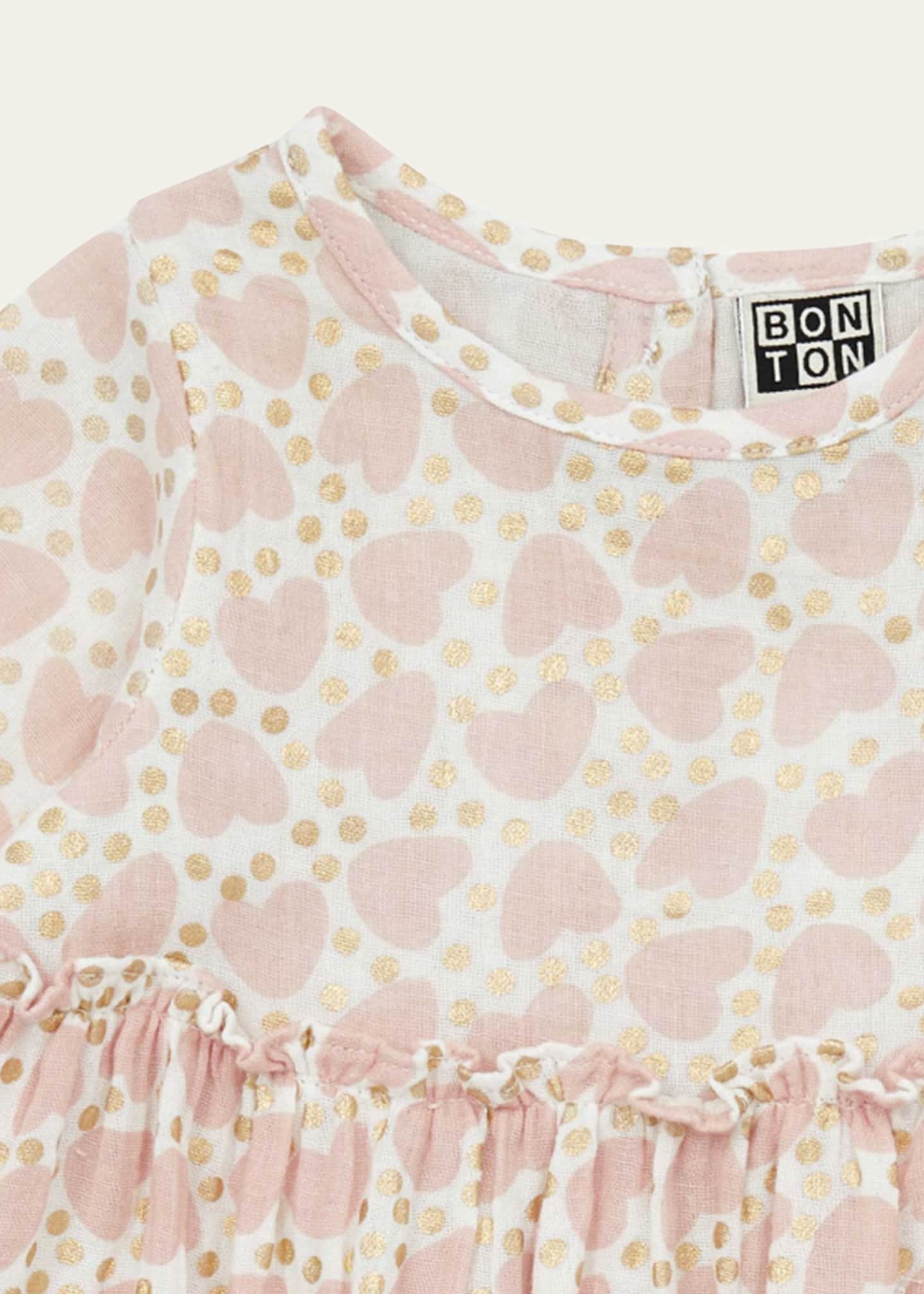 Bonton Girl's Heart-Print Dress, Size 6M-3 - Bergdorf Goodman
