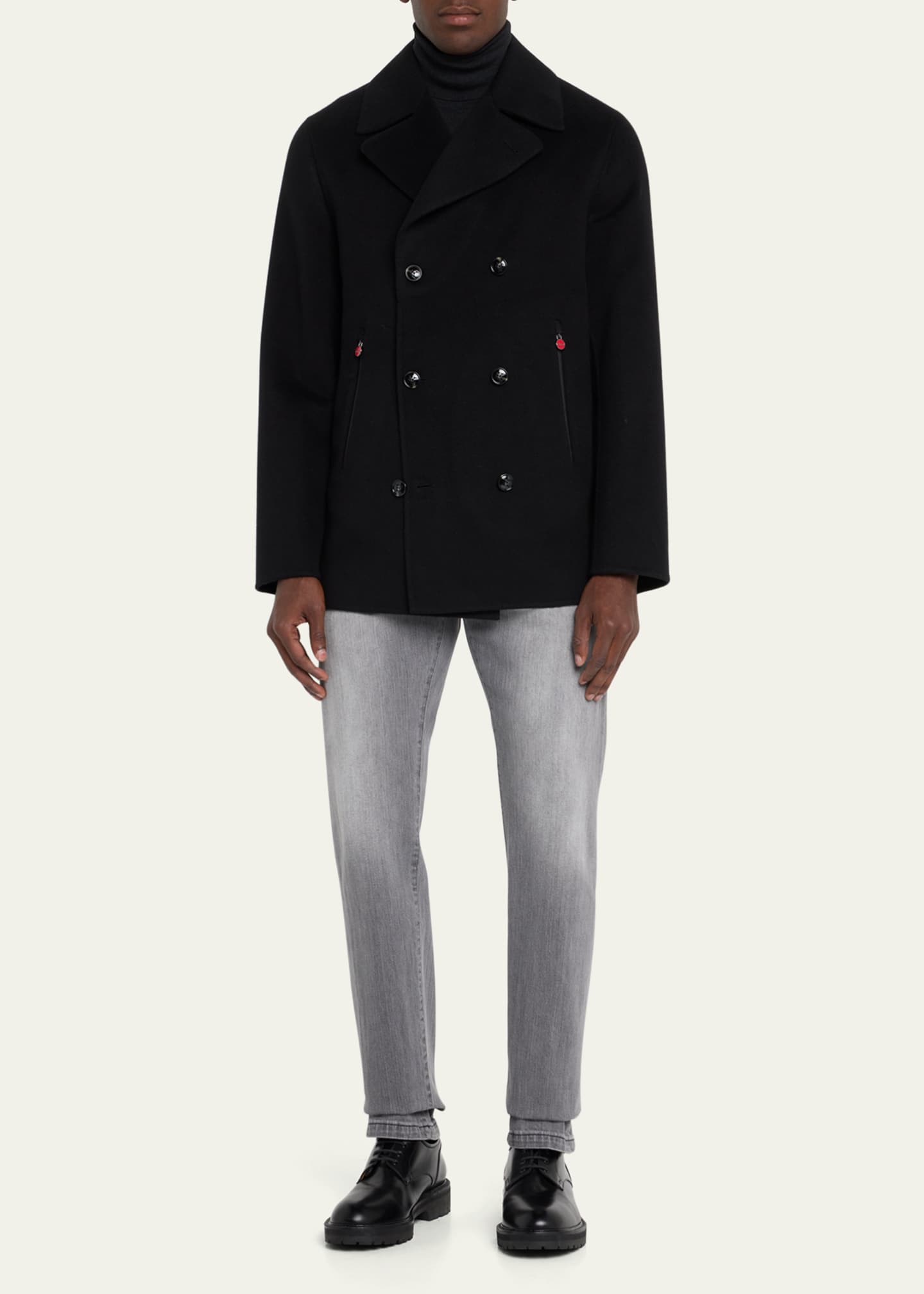 Kiton Men's Classic Wool-Cashmere Pea Coat - Bergdorf Goodman