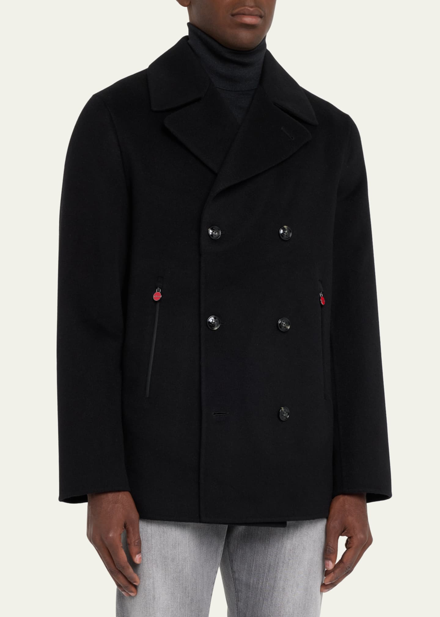 Kiton Men's Classic Wool-Cashmere Pea Coat - Bergdorf Goodman