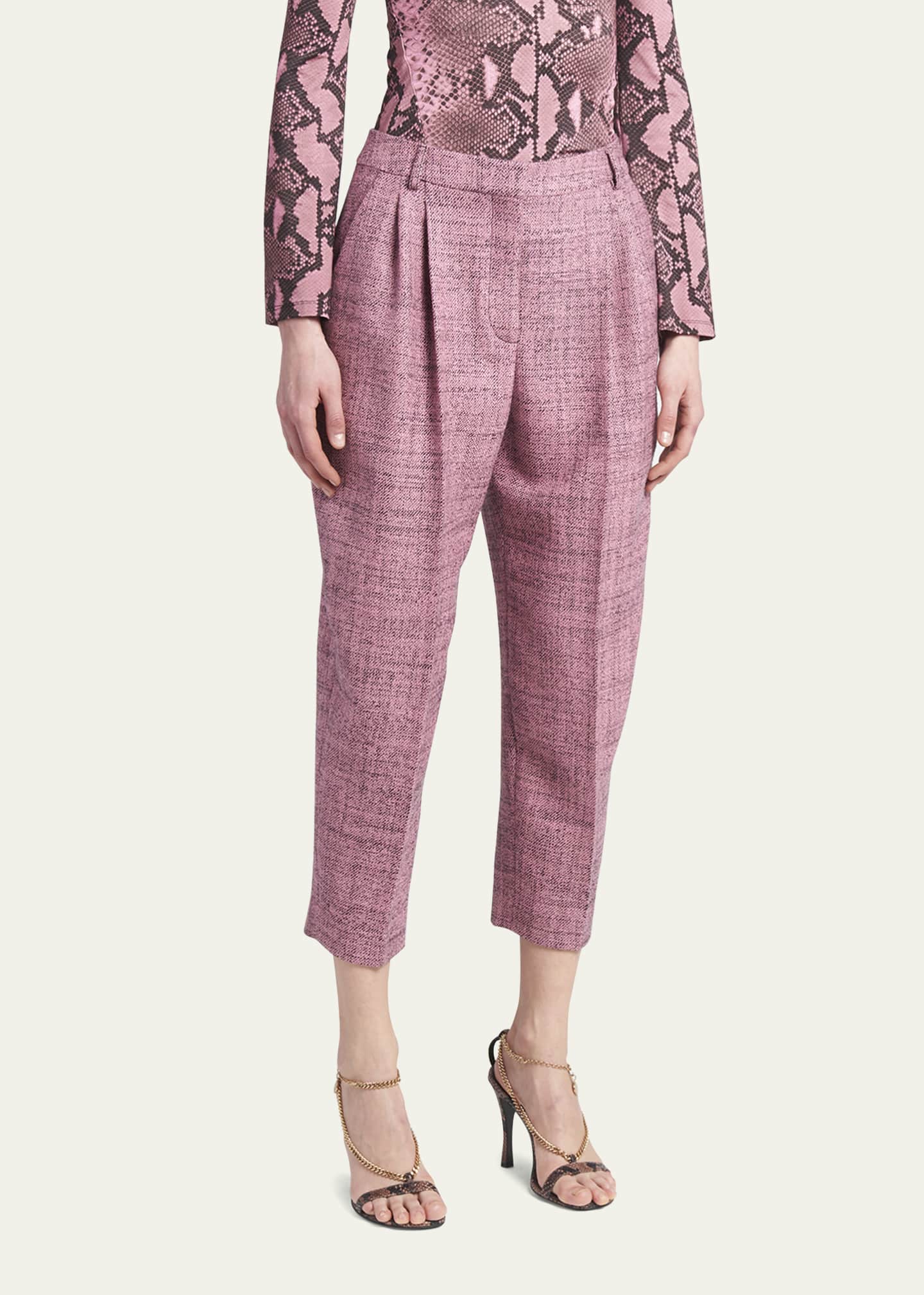 Stella McCartney Cropped Pleat Front Carrot Pants - Bergdorf Goodman