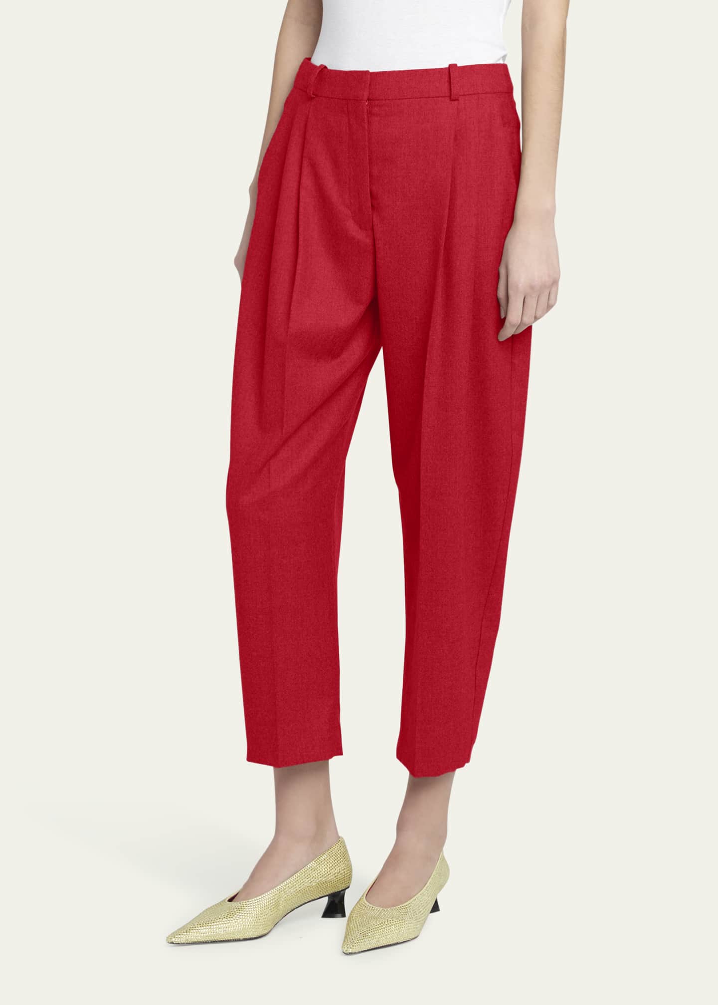Stella McCartney Cropped Pleat Front Carrot Pants, Blue - Bergdorf Goodman