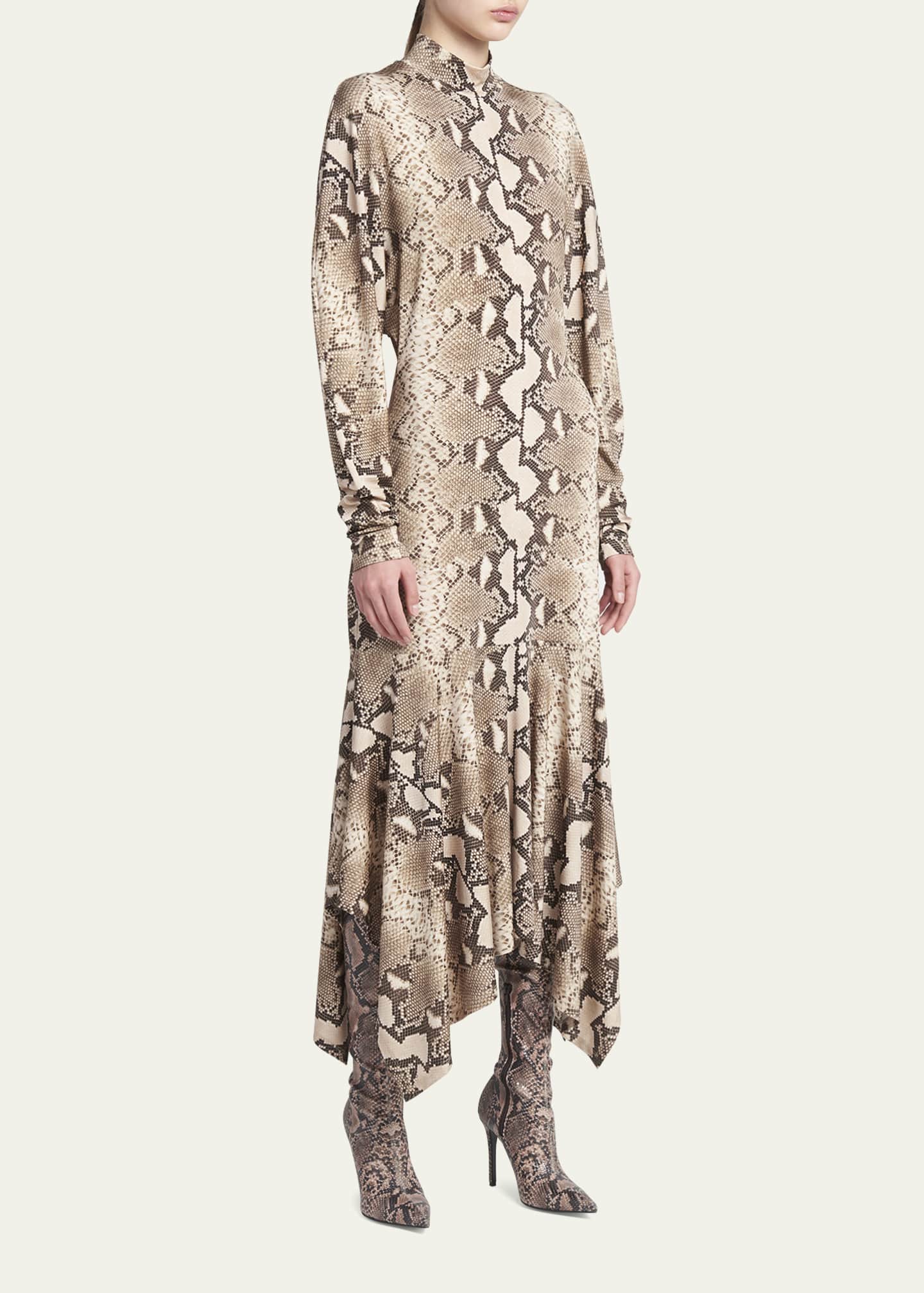 Stella McCartney Python-Print Knit Handkerchief Midi Dress - Bergdorf ...