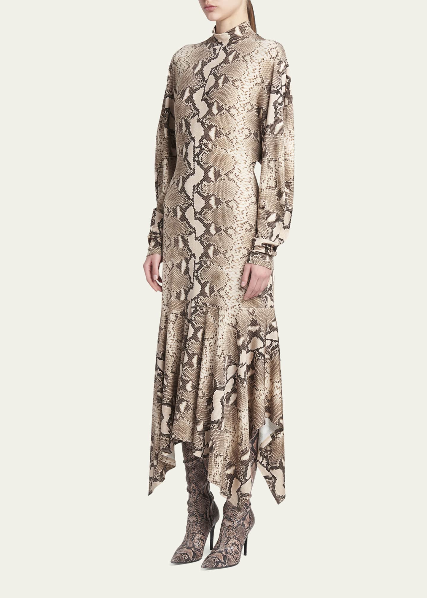 Stella McCartney Python-Print Knit Handkerchief Midi Dress - Bergdorf ...