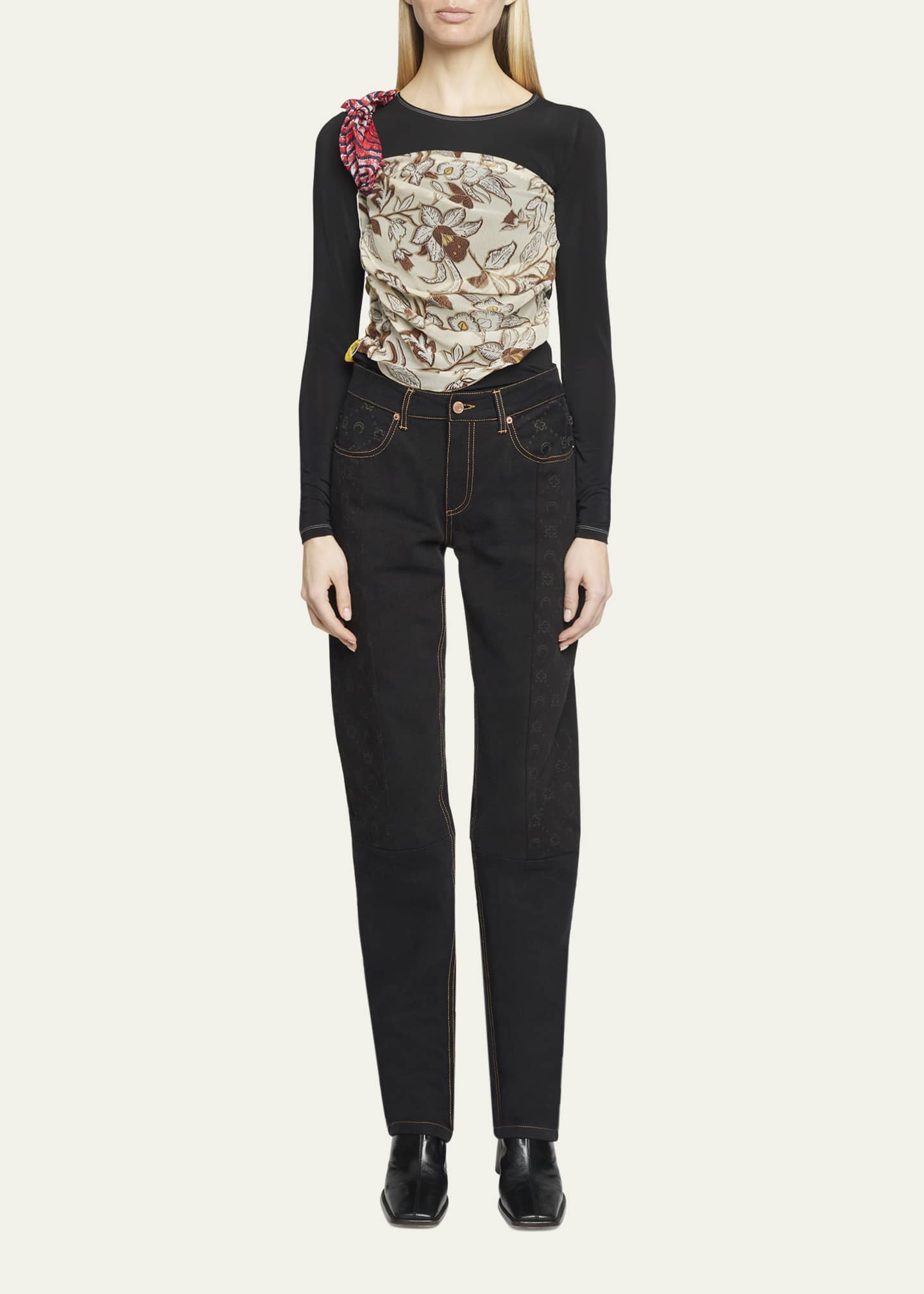 Marine Serre Regenerated Silk Scarves Draped Overlay Top - Bergdorf Goodman