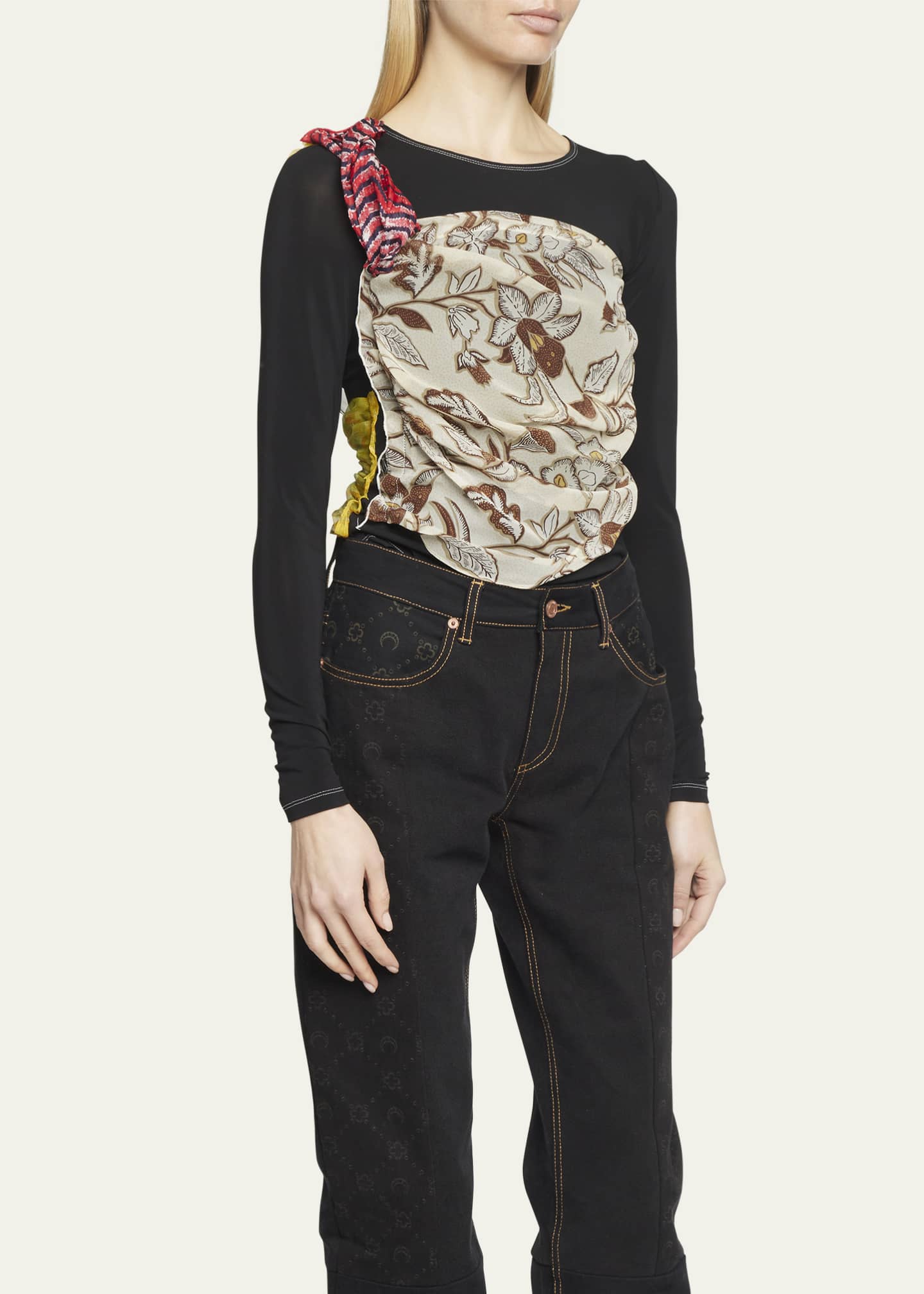 Marine Serre Regenerated Silk Scarves Draped Overlay Top - Bergdorf Goodman