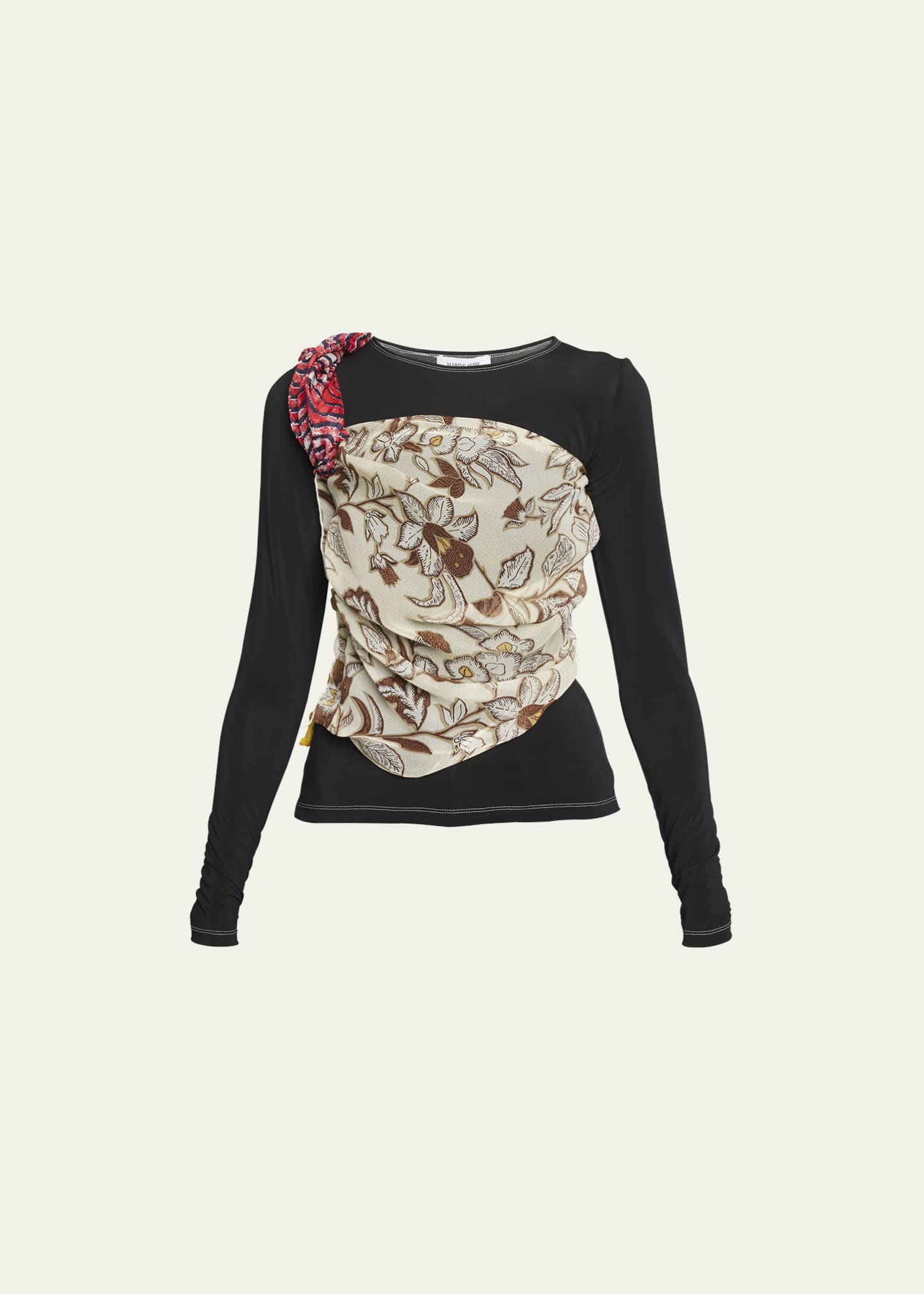 Marine Serre Regenerated Silk Scarves Draped Overlay Top - Bergdorf Goodman