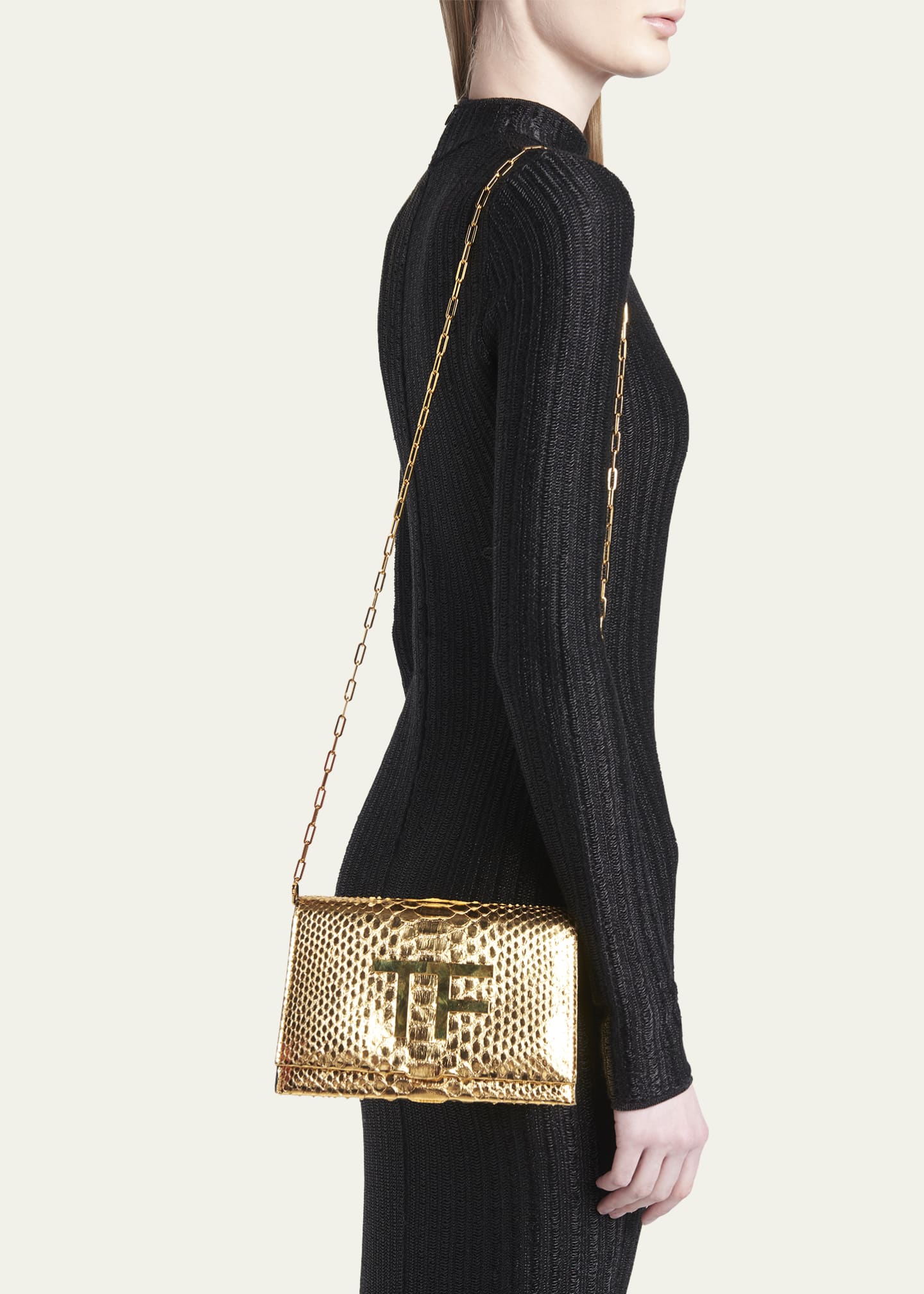 TOM FORD Disco Metallic Python Chain Shoulder Bag - Bergdorf Goodman