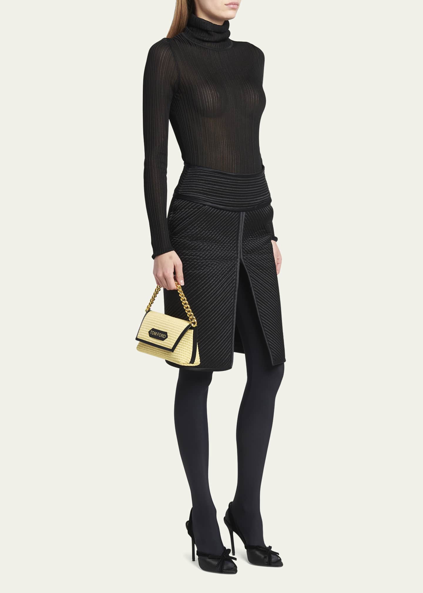 TOM FORD Label Mini Raffia Chain Top-Handle Bag - Bergdorf Goodman